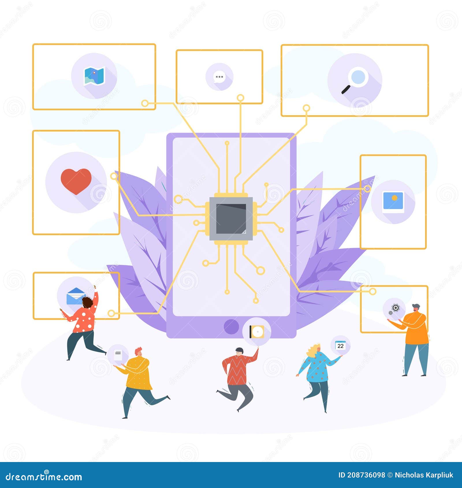 Vector Chip Concept Teamwork Icons Stock Vector - Illustration of ...