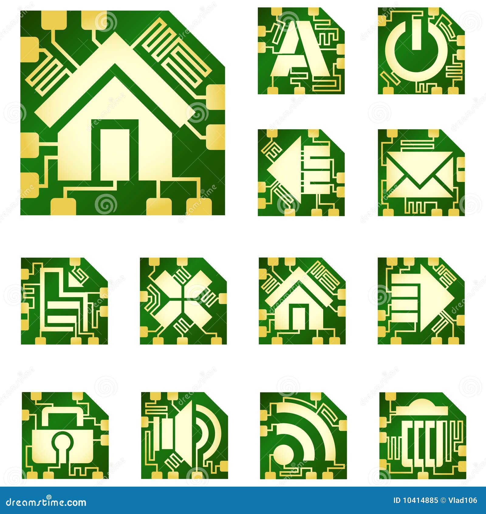 Vector chip-style icons. stock vector. Illustration of download - 10414885
