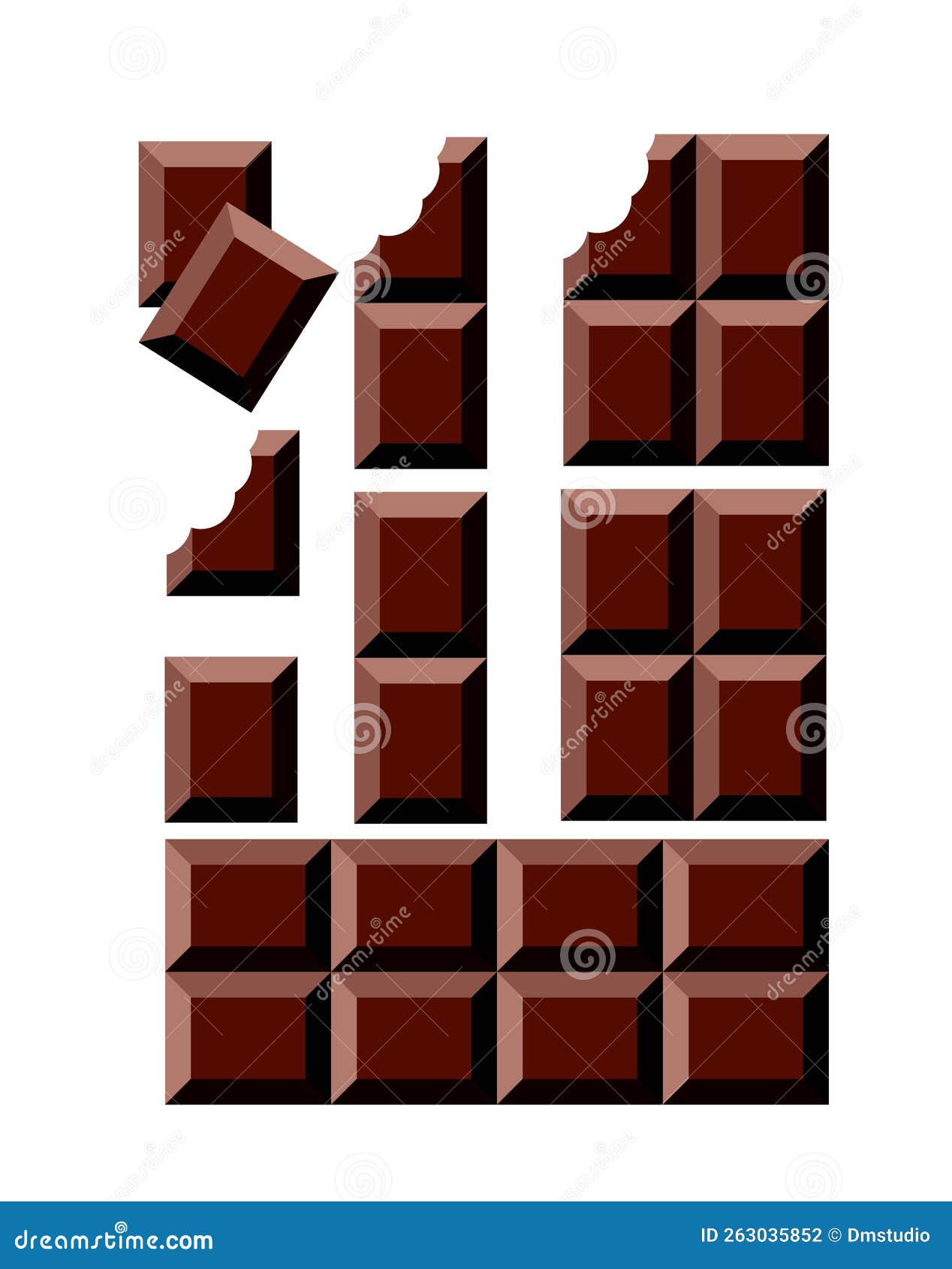 Vector Chocolate Bar Pieces Stock Vector - Illustration of candy ...