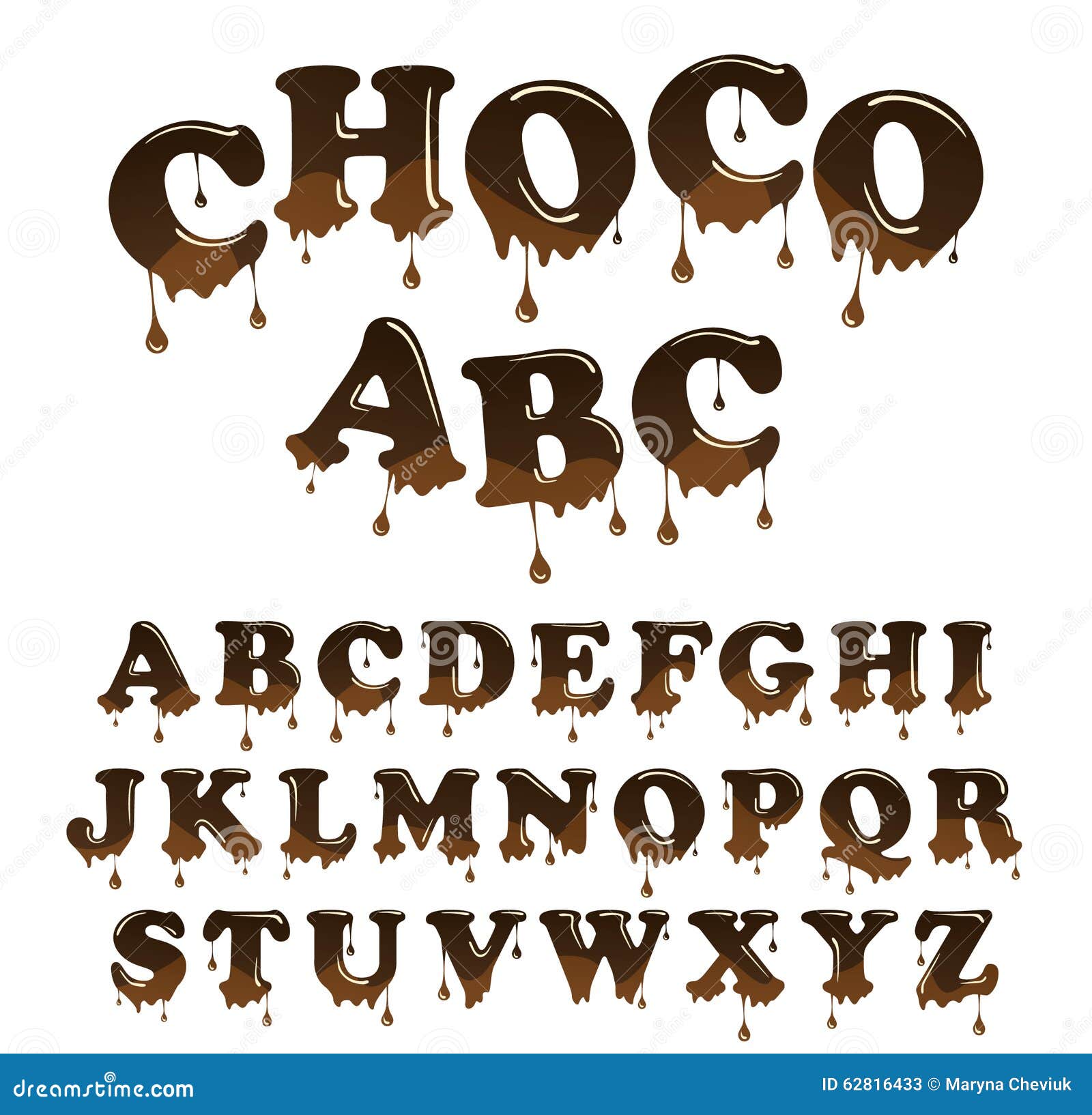 Vector Chocolate Letterhead Alphabet. Shiny, Glazed Letters Set ...