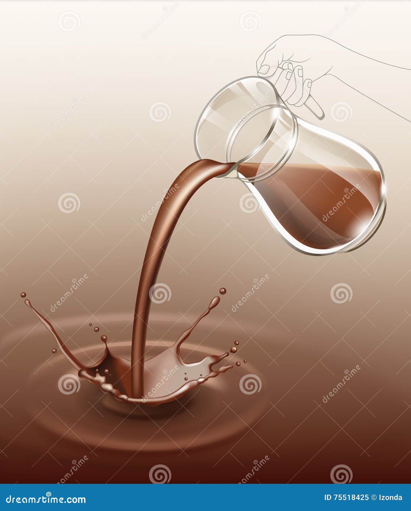 Vector Chocolate Splash Stream Flow from Jug Glass Background Stock ...