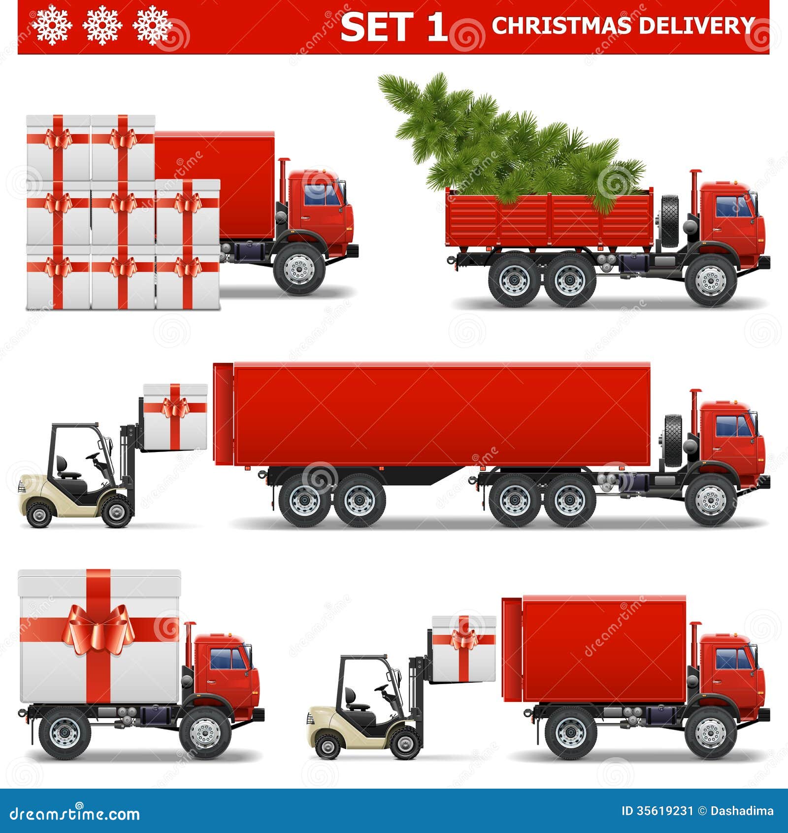 Vector Christmas Delivery Set 1 Stock Vector - Illustration of forklift ...