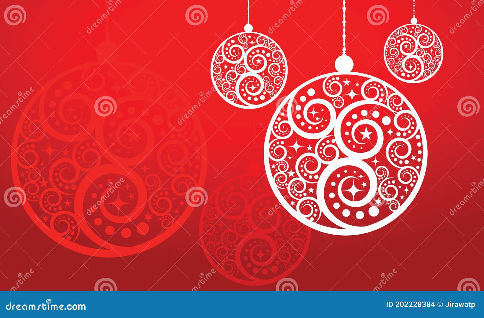 Vector Christmas Greeting Card Design. Abstract Christmas Ball on Red ...