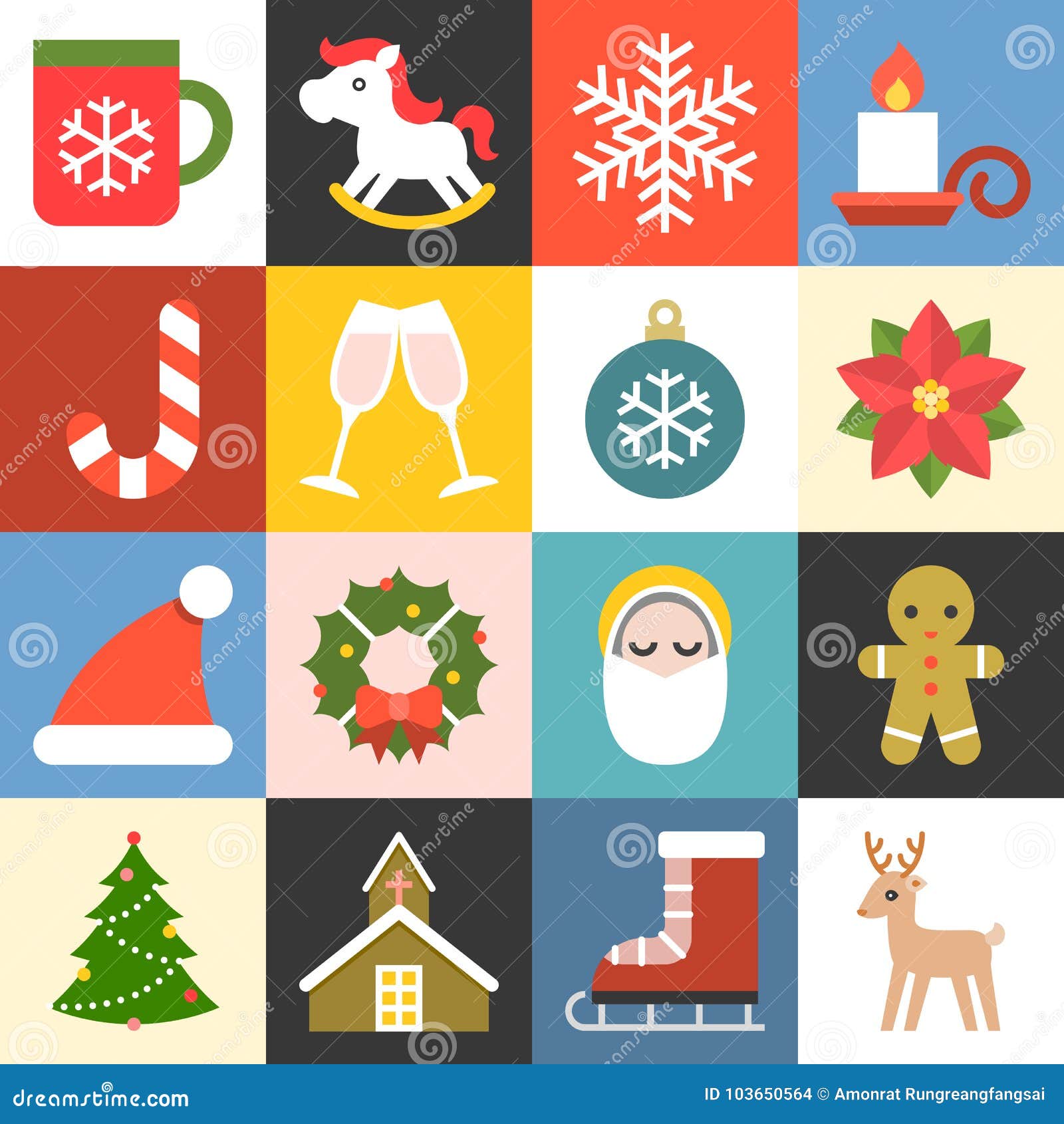 Vector christmas icons set stock vector. Illustration of room - 103650564