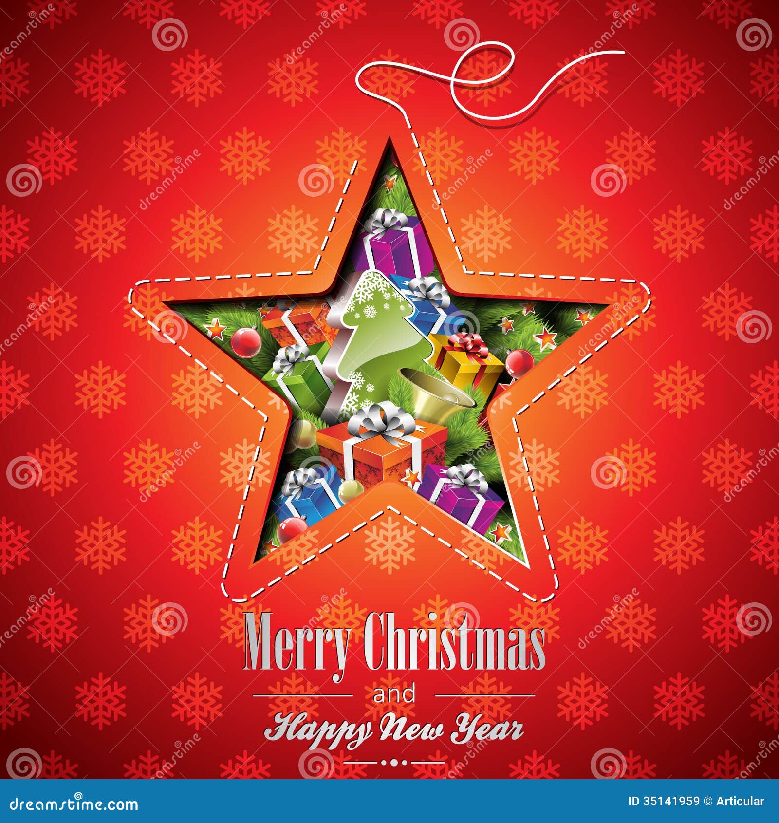 Vector Christmas Illustration with Abstract Star Design and Holiday ...