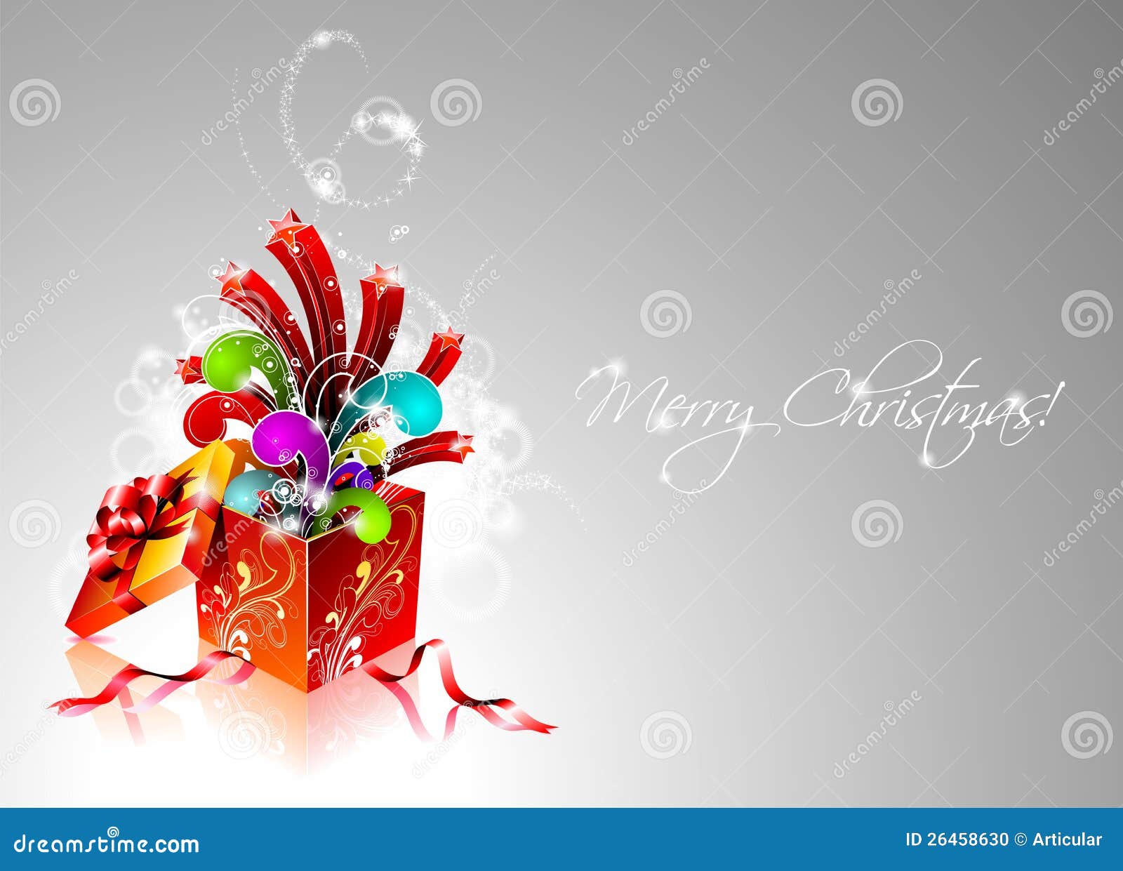Vector Christmas Illustration with Magic Gift Box. Stock Vector ...