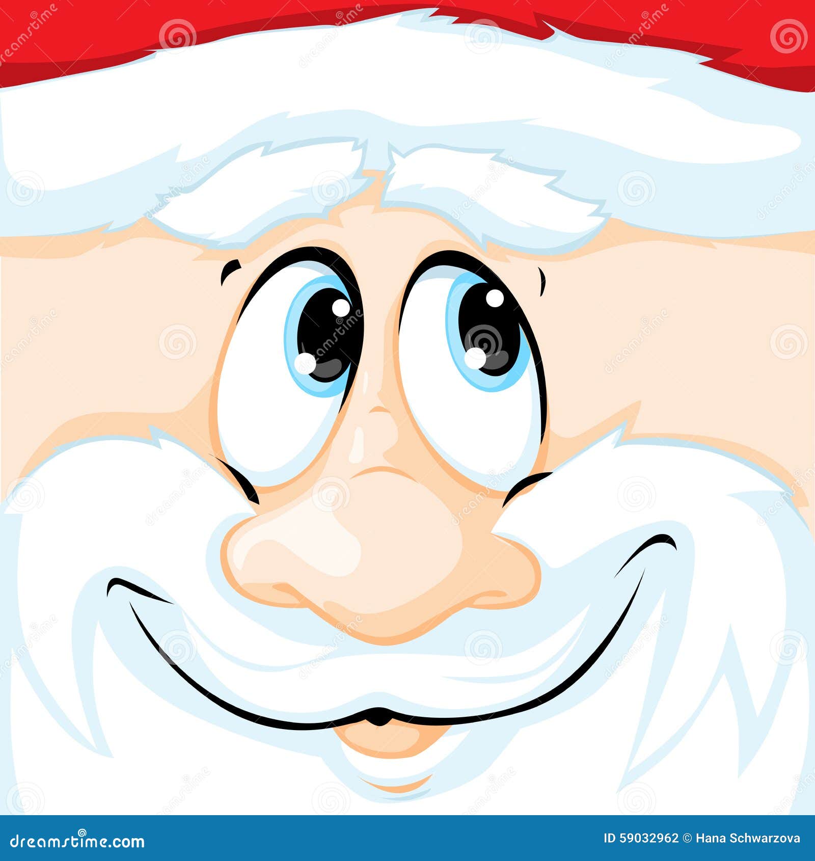 Vector Christmas Illustration of Santa Claus Face in Square ...