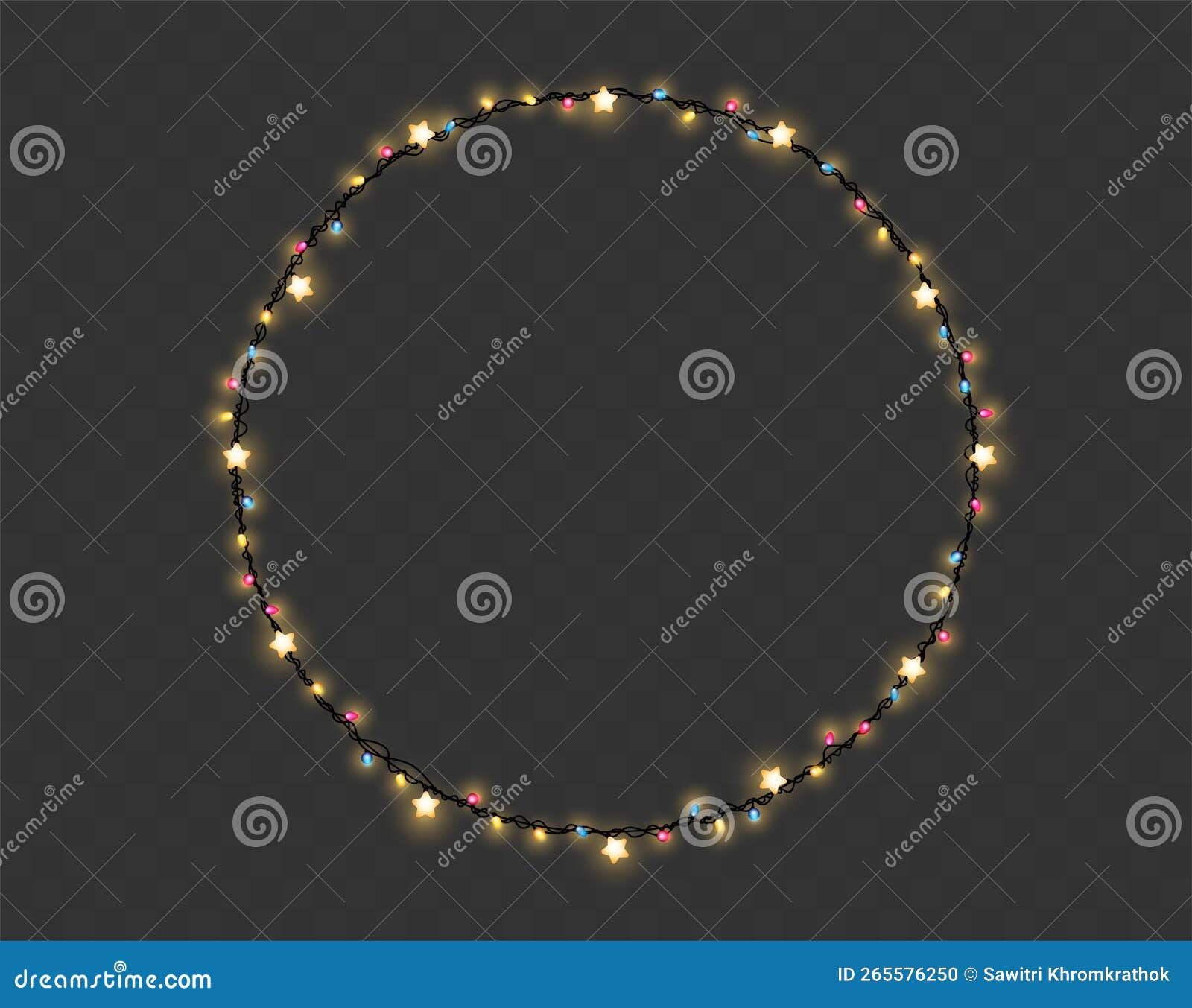 Christmas Lights String Circle Shape Stock Vector - Illustration of ...