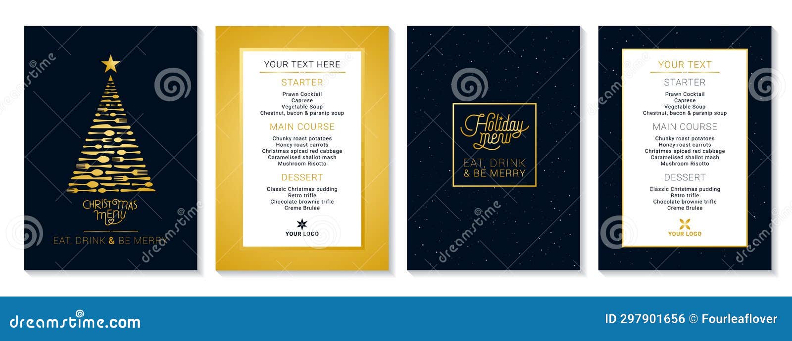 Vector Christmas Menu Template for Restaurant on the Dark Background ...