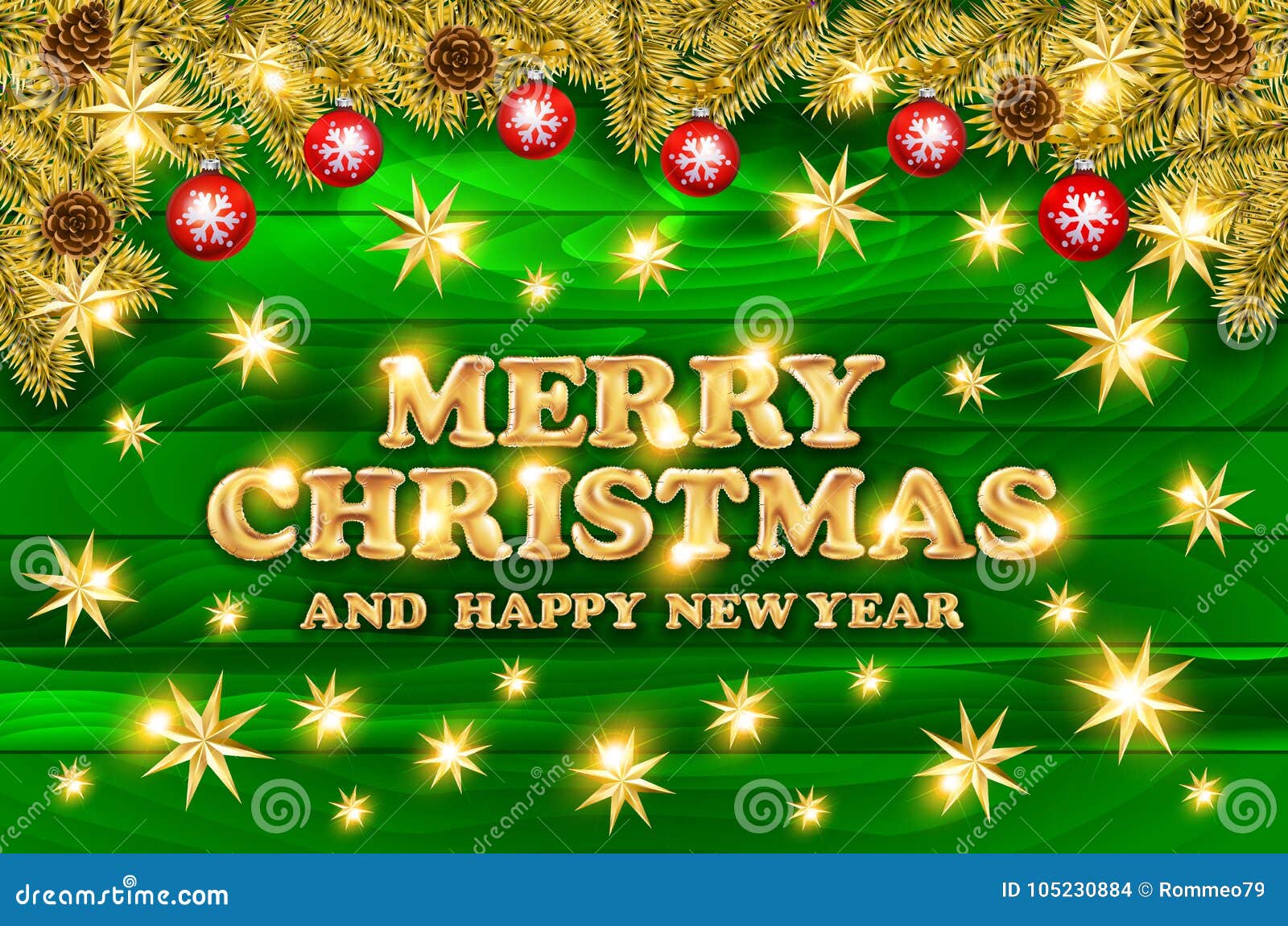 Vector Christmas Messages and Objects on Wrinkled Paper Background ...