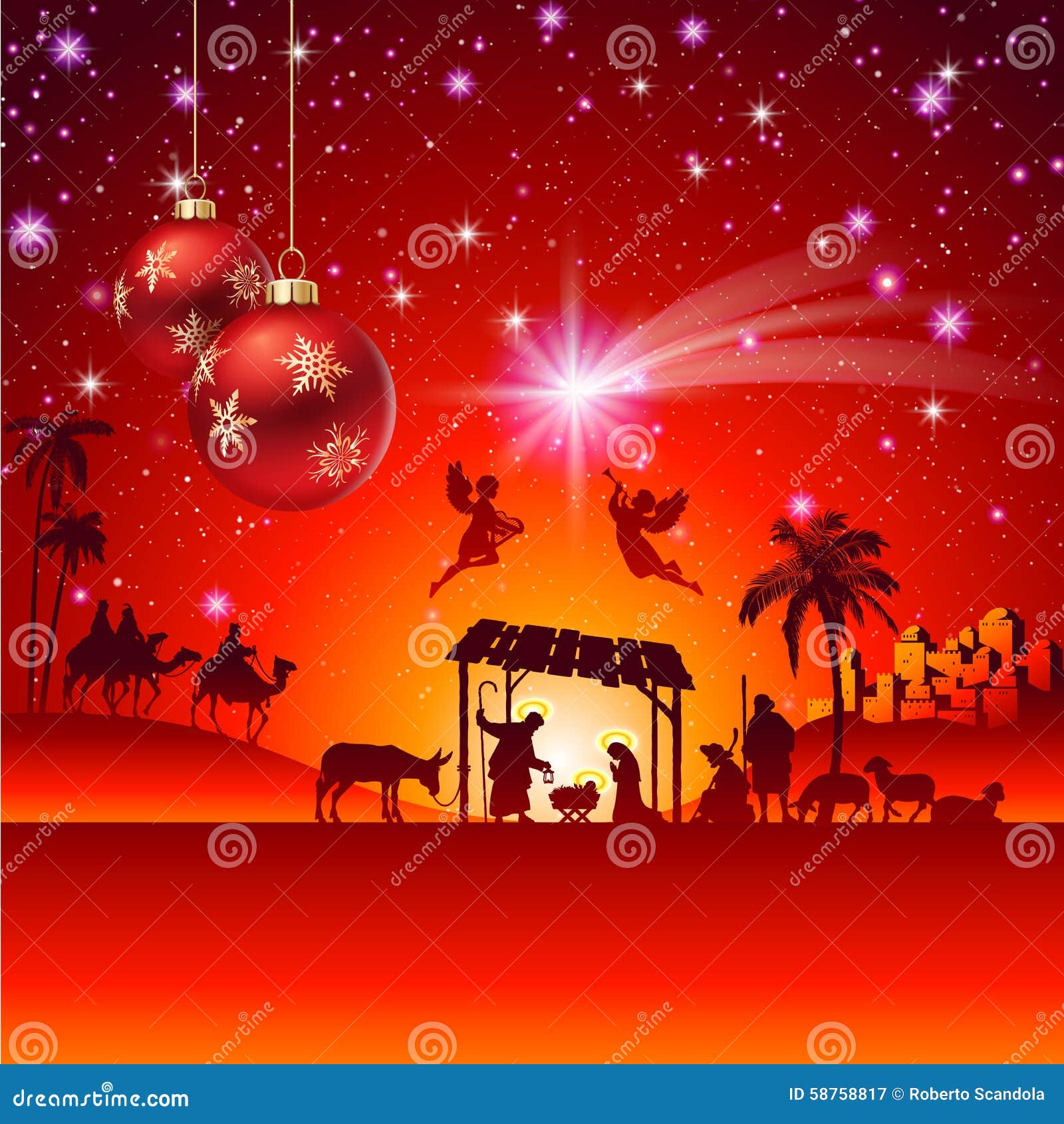 Christmas Scene, Mice Decorate The Holiday Tree With Seeds And Fruits ...