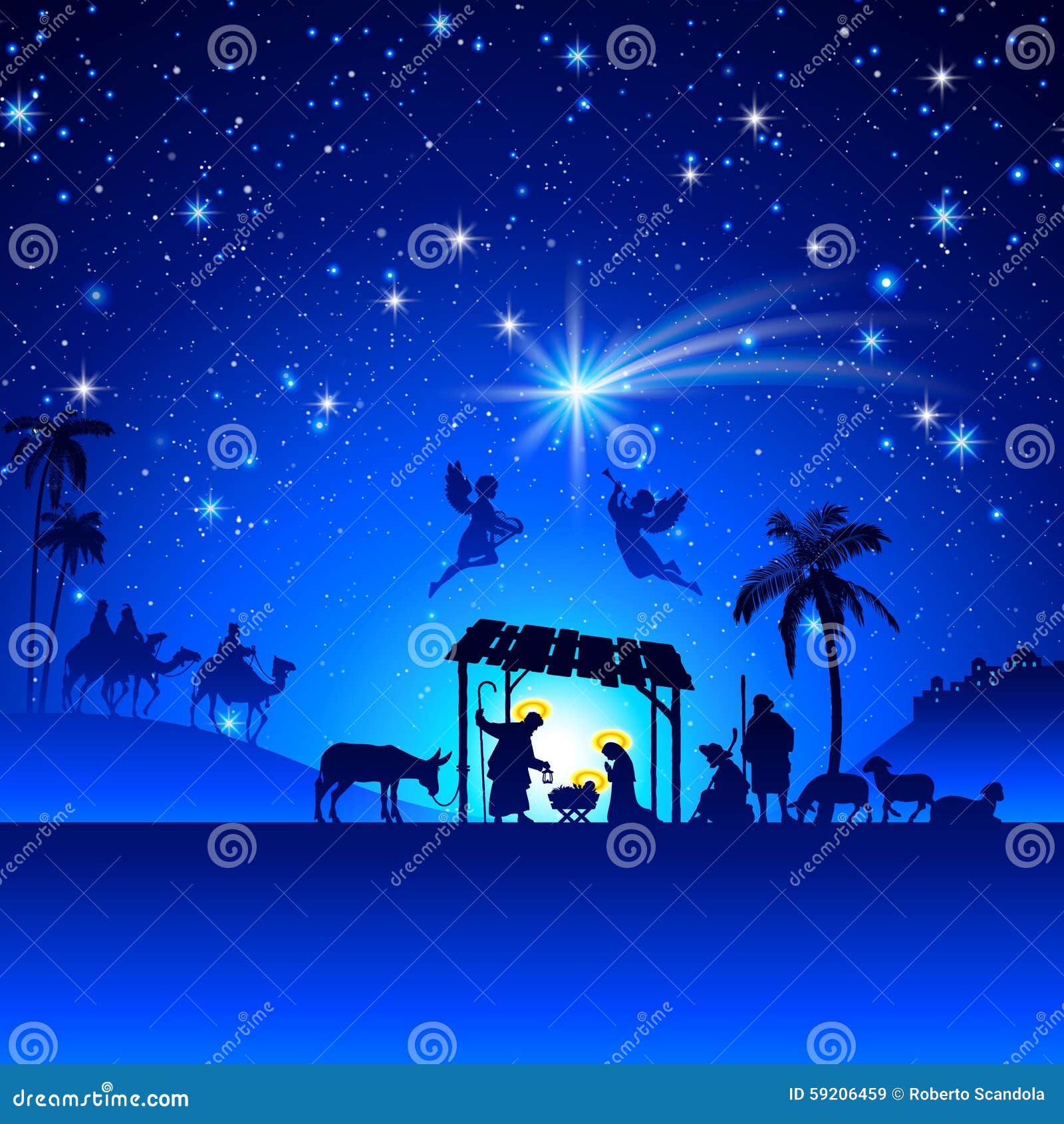 Vector Christmas Nativity Scene Stock Vector - Illustration of mary ...