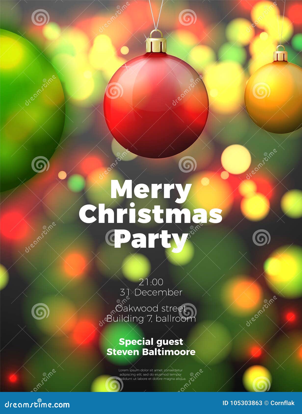 Vector Christmas Poster with Bright Balls. Stock Vector - Illustration ...