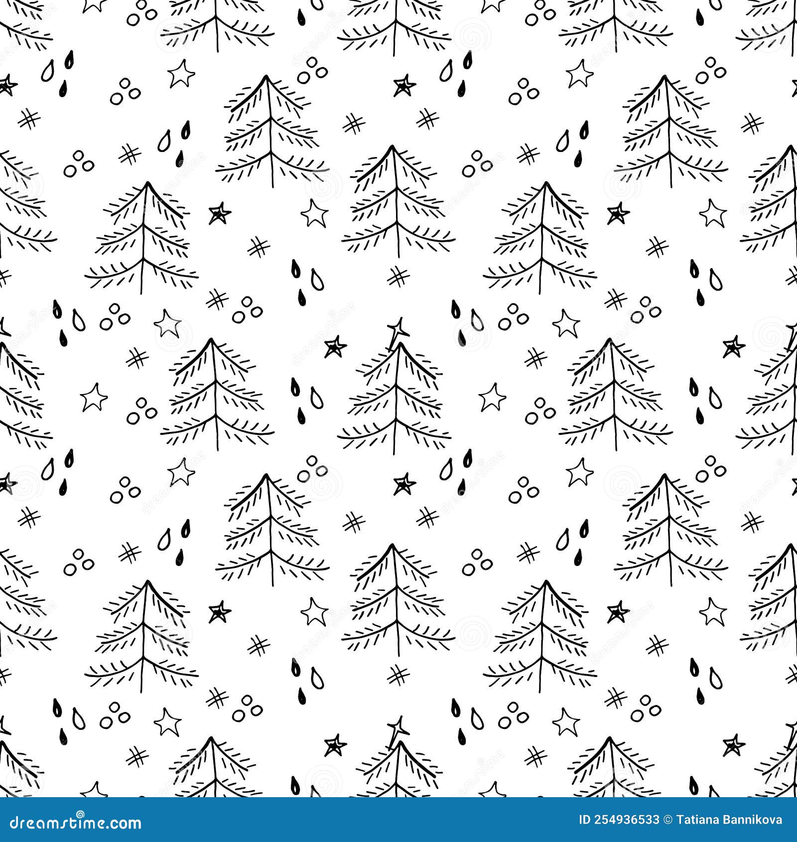 Vector Christmas Seamless Pattern with Hand Drawn Doodles Elements ...