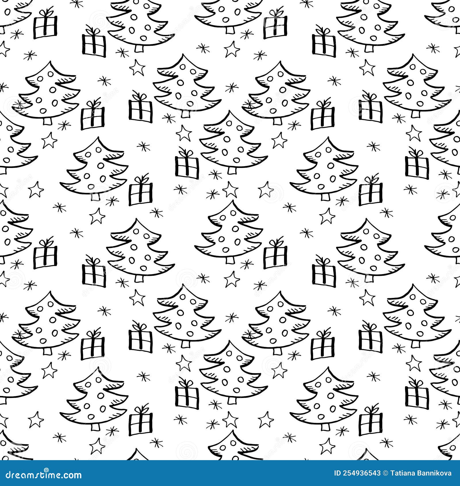 Vector Christmas Seamless Pattern with Hand Drawn Doodles Elements ...