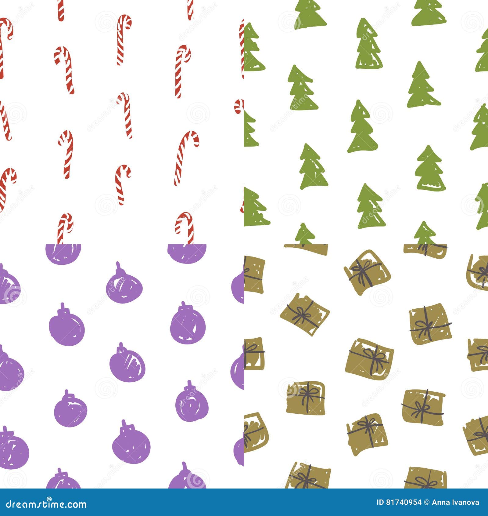 Vector Christmas Simple Pattern Set Stock Illustration - Illustration ...