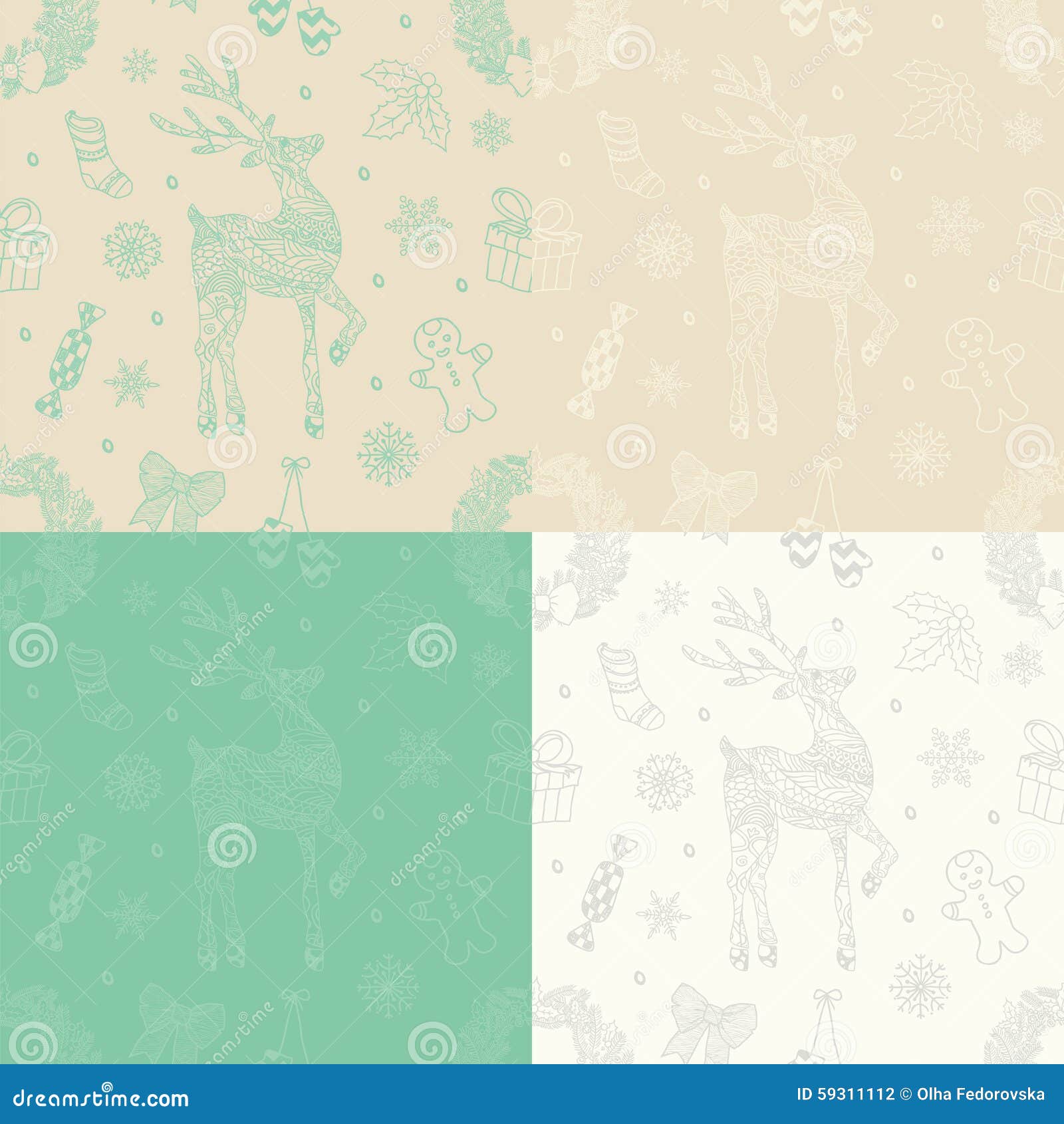 Vector Christmas Subtle Doodles Seamless Stock Vector - Illustration of ...