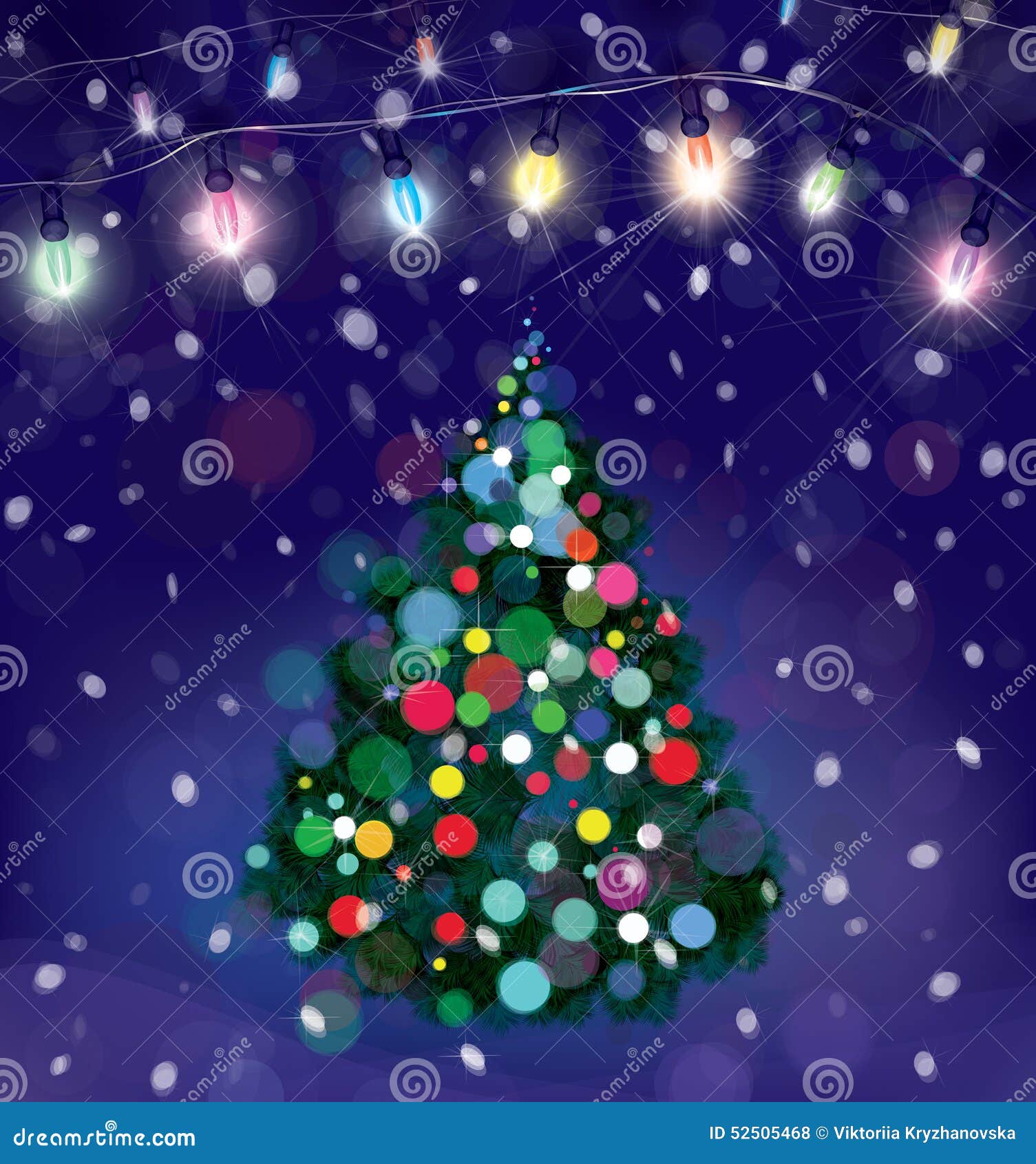 Vector Christmas Tree and Lights Decorations. Stock Vector ...