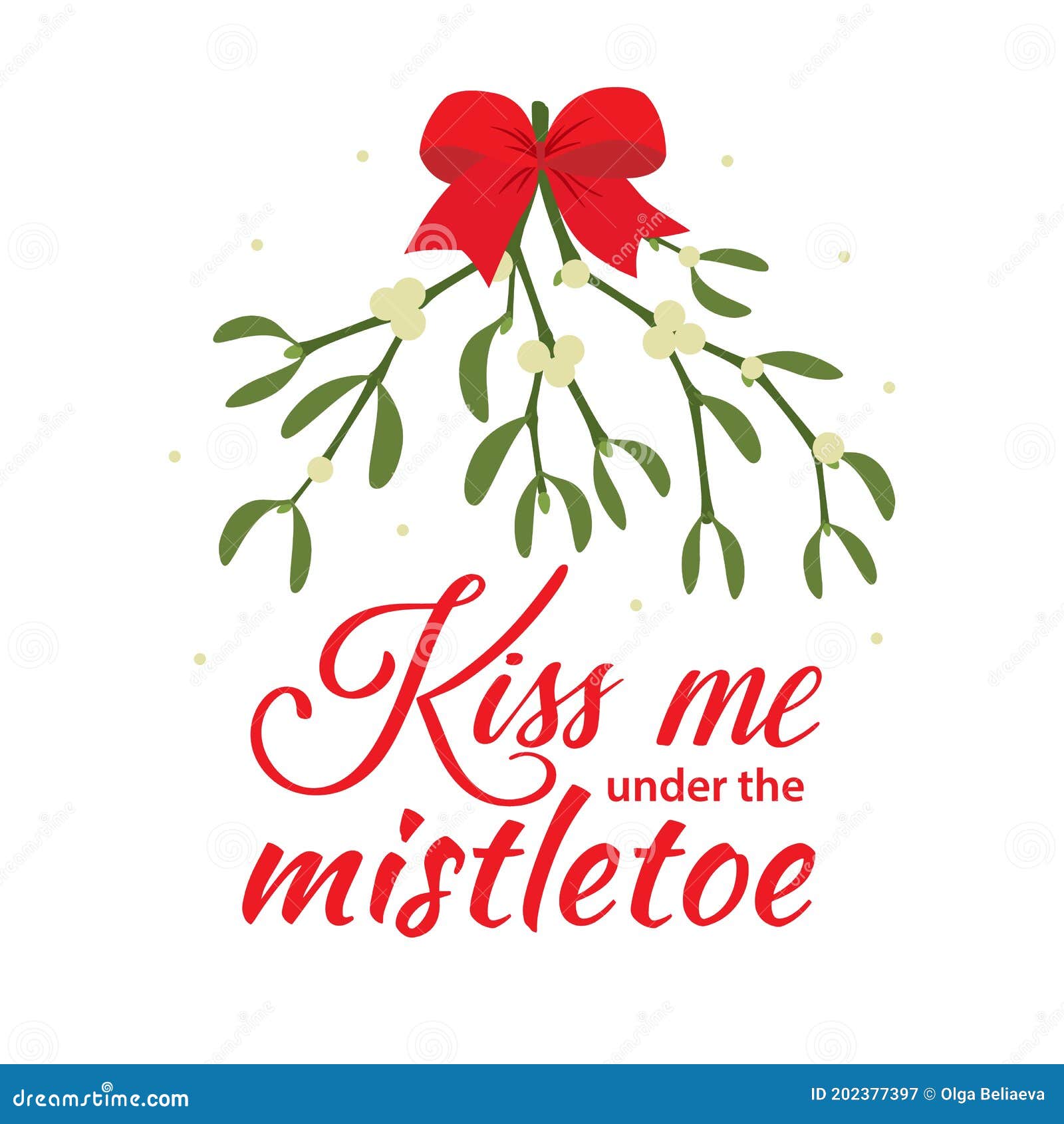 Vector Christmas Typography Card Kiss Me Under The Mistletoe Stock