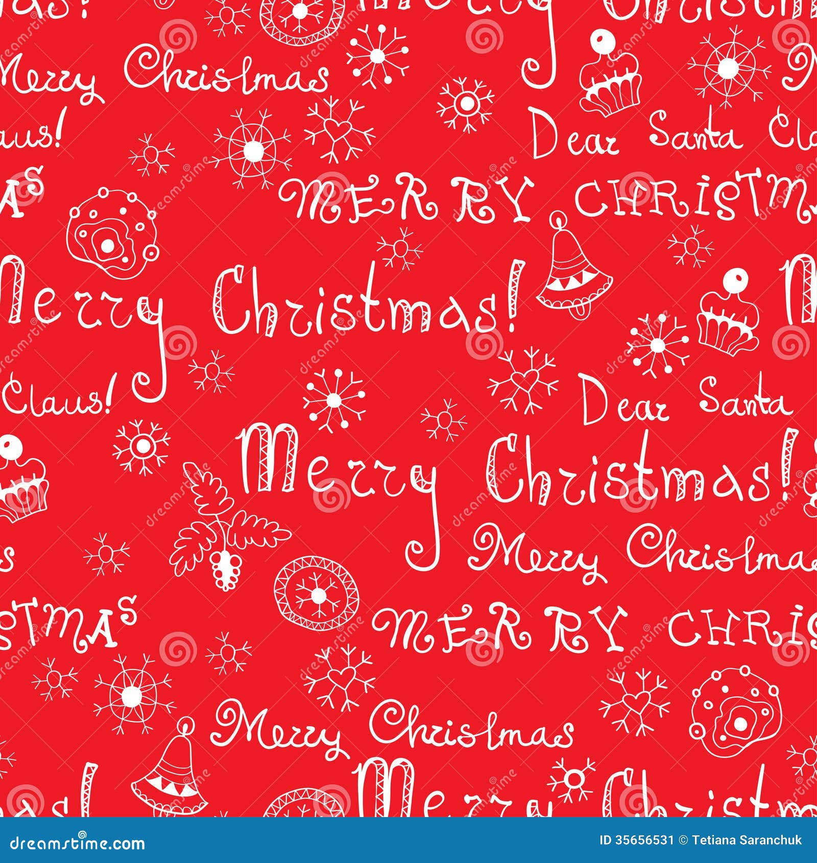 Vector Christmas Words in Text Seamless Pattern Stock Illustration ...