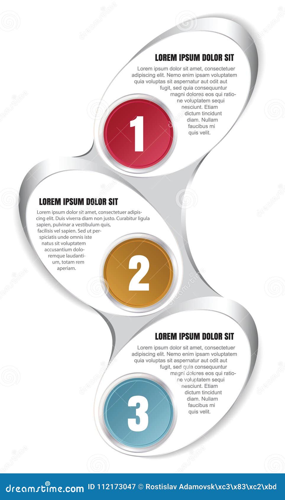Vector Chrome Background Of The Infographic 123 Steps Royalty-Free ...