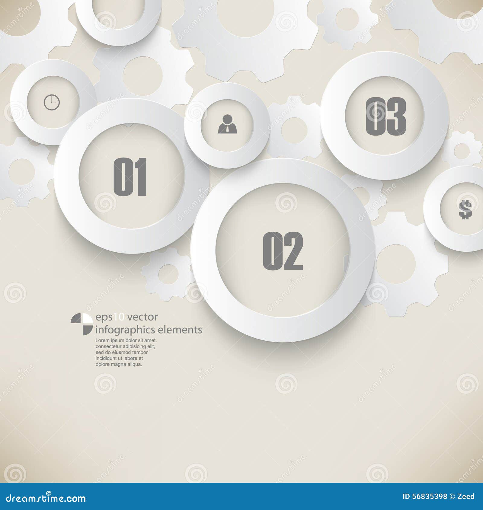 Vector Chrome Rings and Gears Infographics Background Stock Vector ...