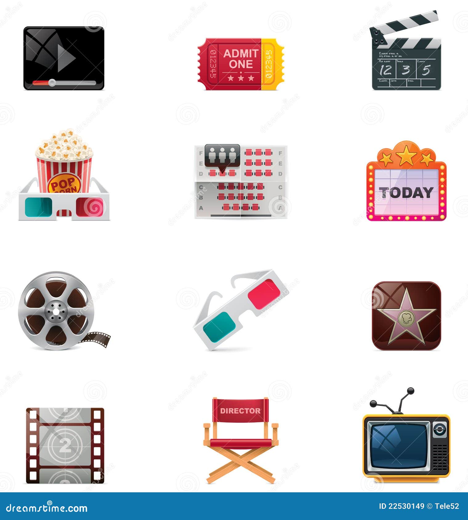 Vector cinema icon set stock vector. Illustration of design - 22530149