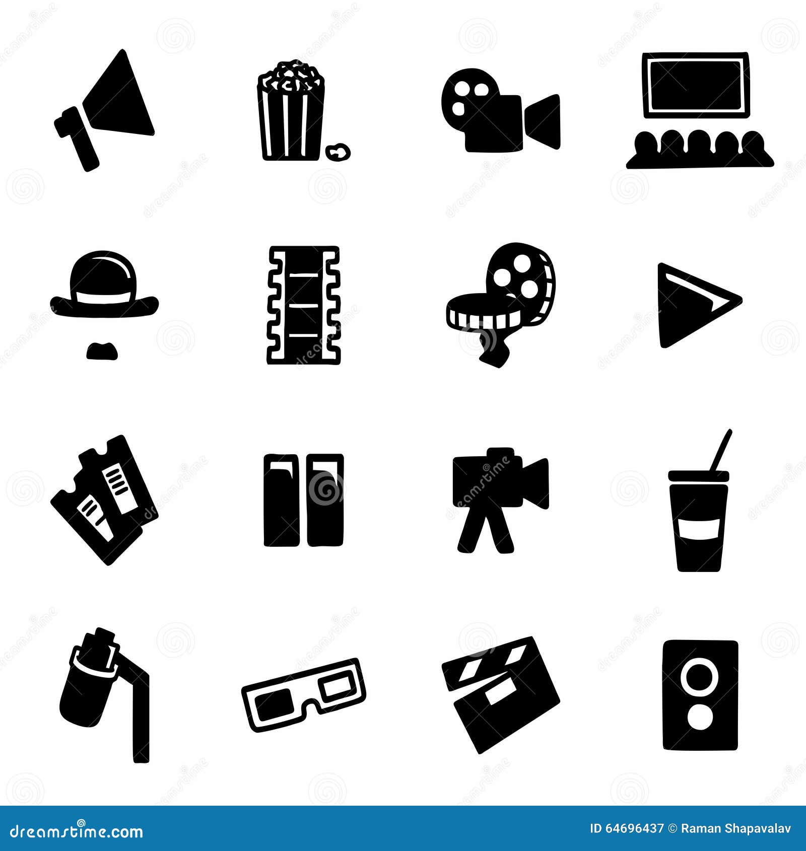 Vector Cinema icon set stock vector. Illustration of film - 64696437