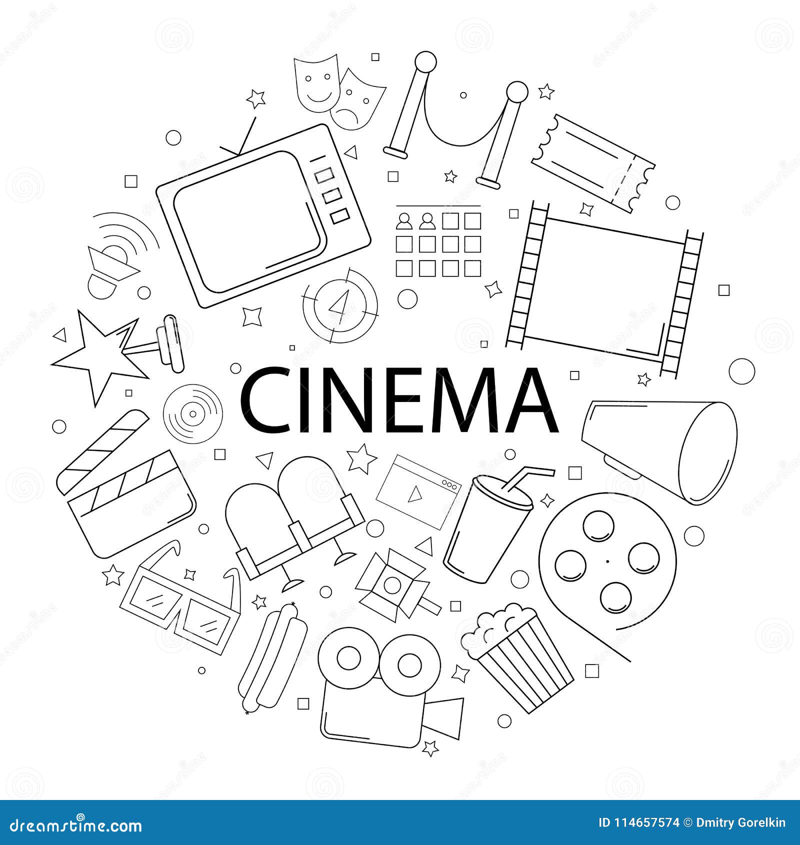 Vector Cinema Pattern with Word. Cinema Background Stock Vector ...
