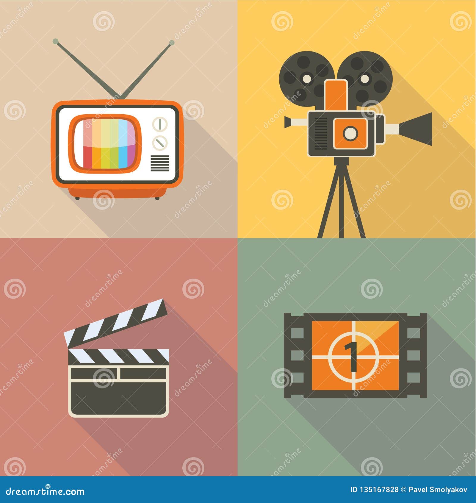 Vector Cinema set stock vector. Illustration of industry - 135167828