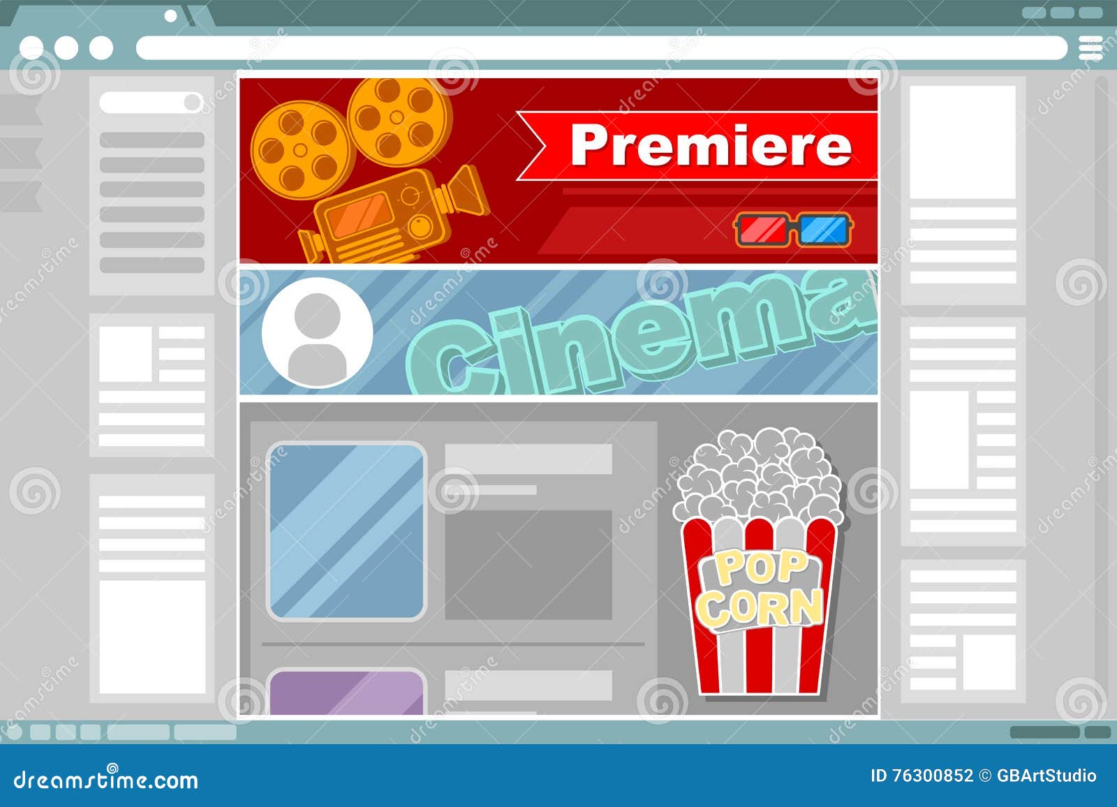 Vector Cinema Site Interface Illustration Design Stock Vector ...
