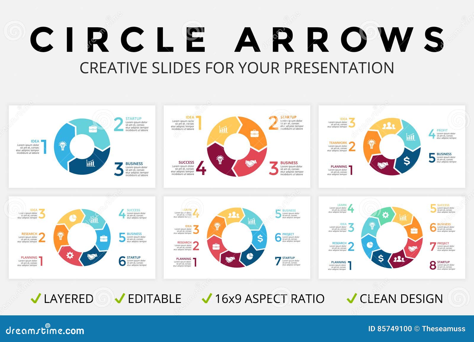 Vector Circle Arrows Infographic, Cycle Diagram Or Graph, 16x9 Slide ...