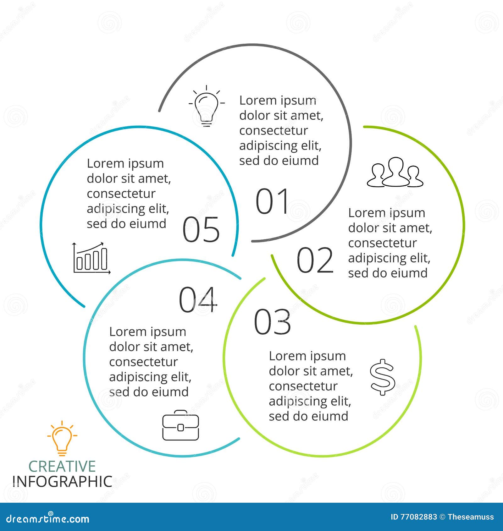 Vector Circle Arrows Linear Infographic, Cycle Diagram, Minimal Graph ...