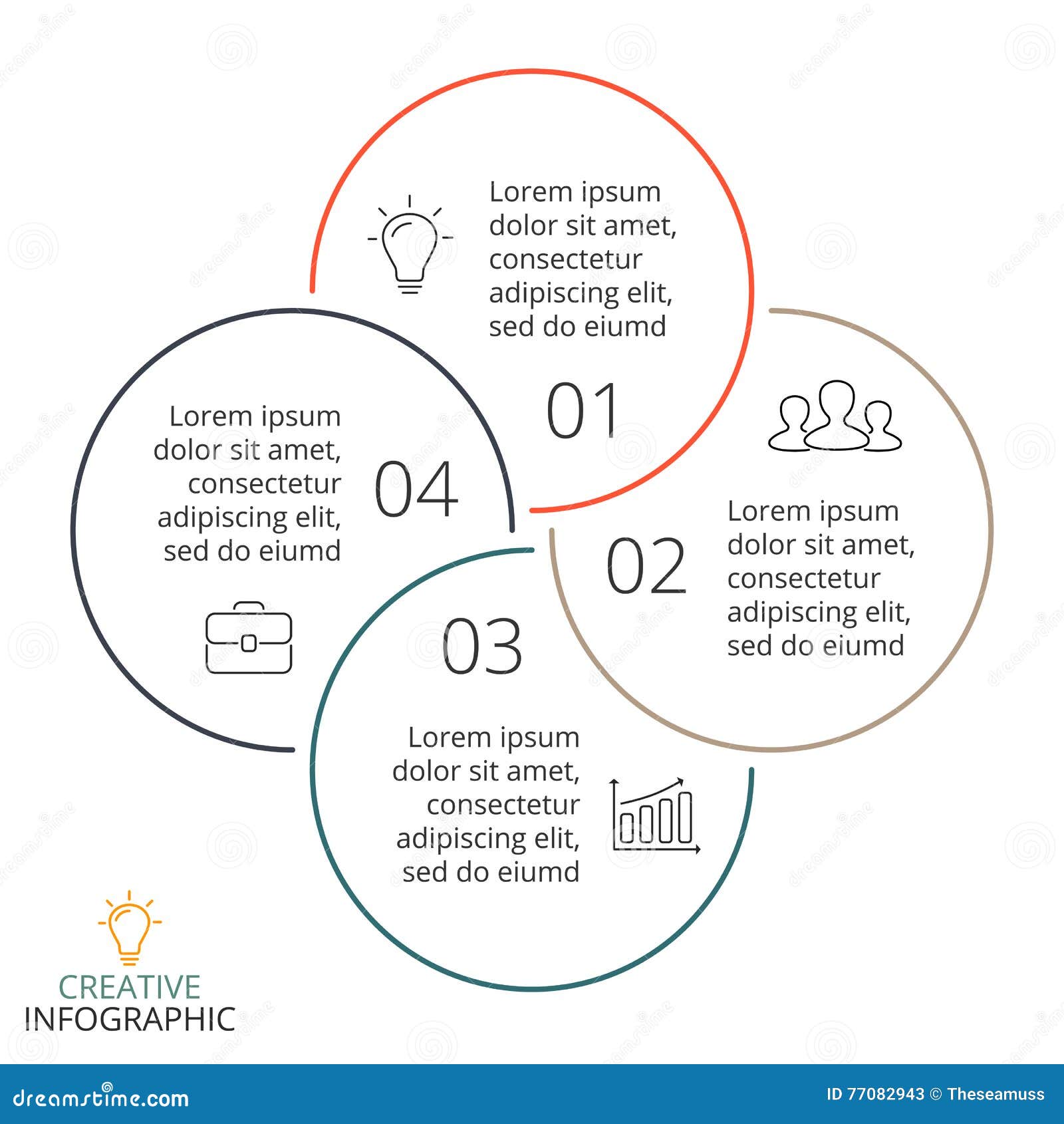 Vector Circle Arrows Linear Infographic, Cycle Diagram, Minimal Graph ...