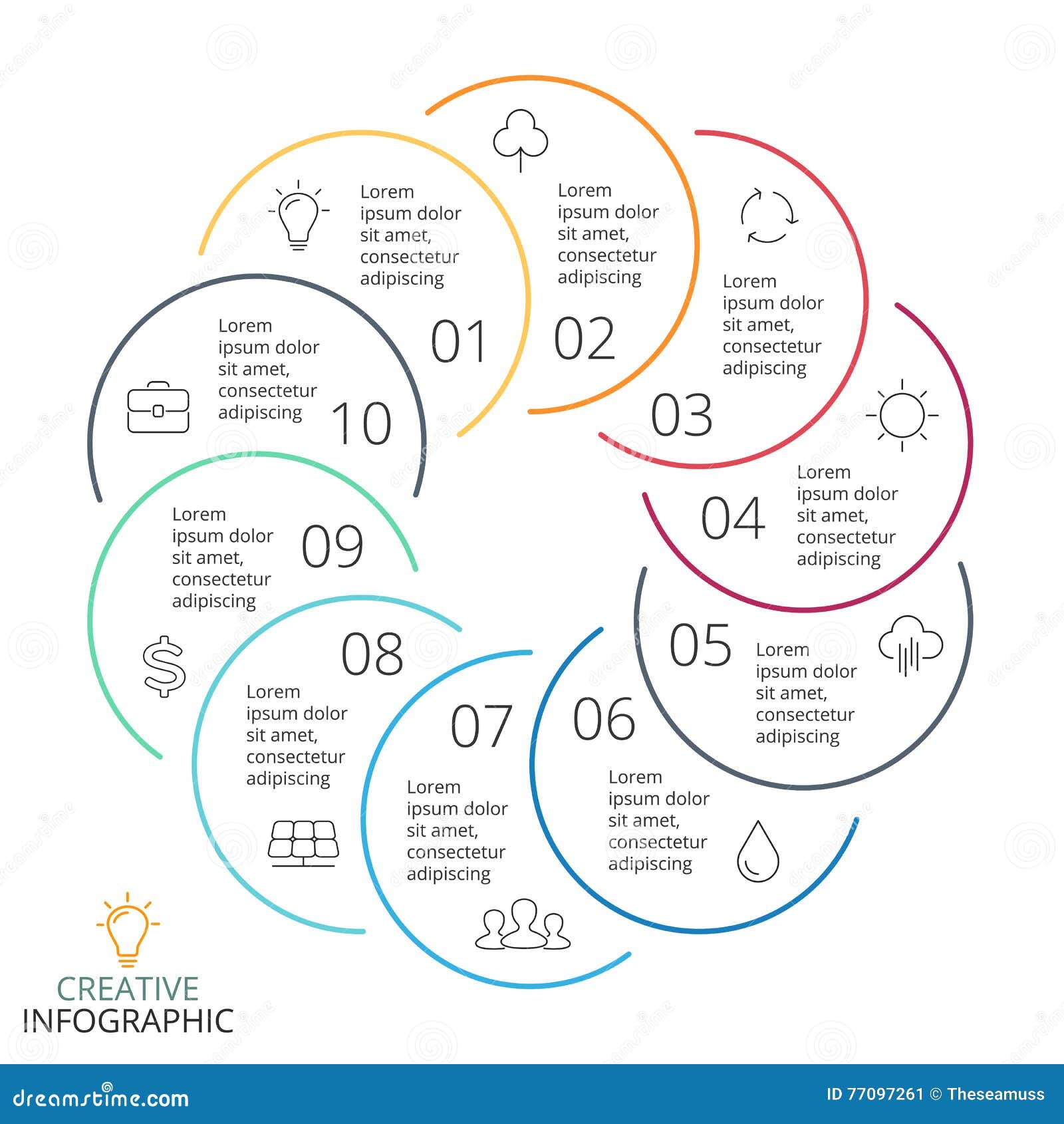 Vector Circle Arrows Linear Infographic, Cycle Diagram, Minimal Graph ...