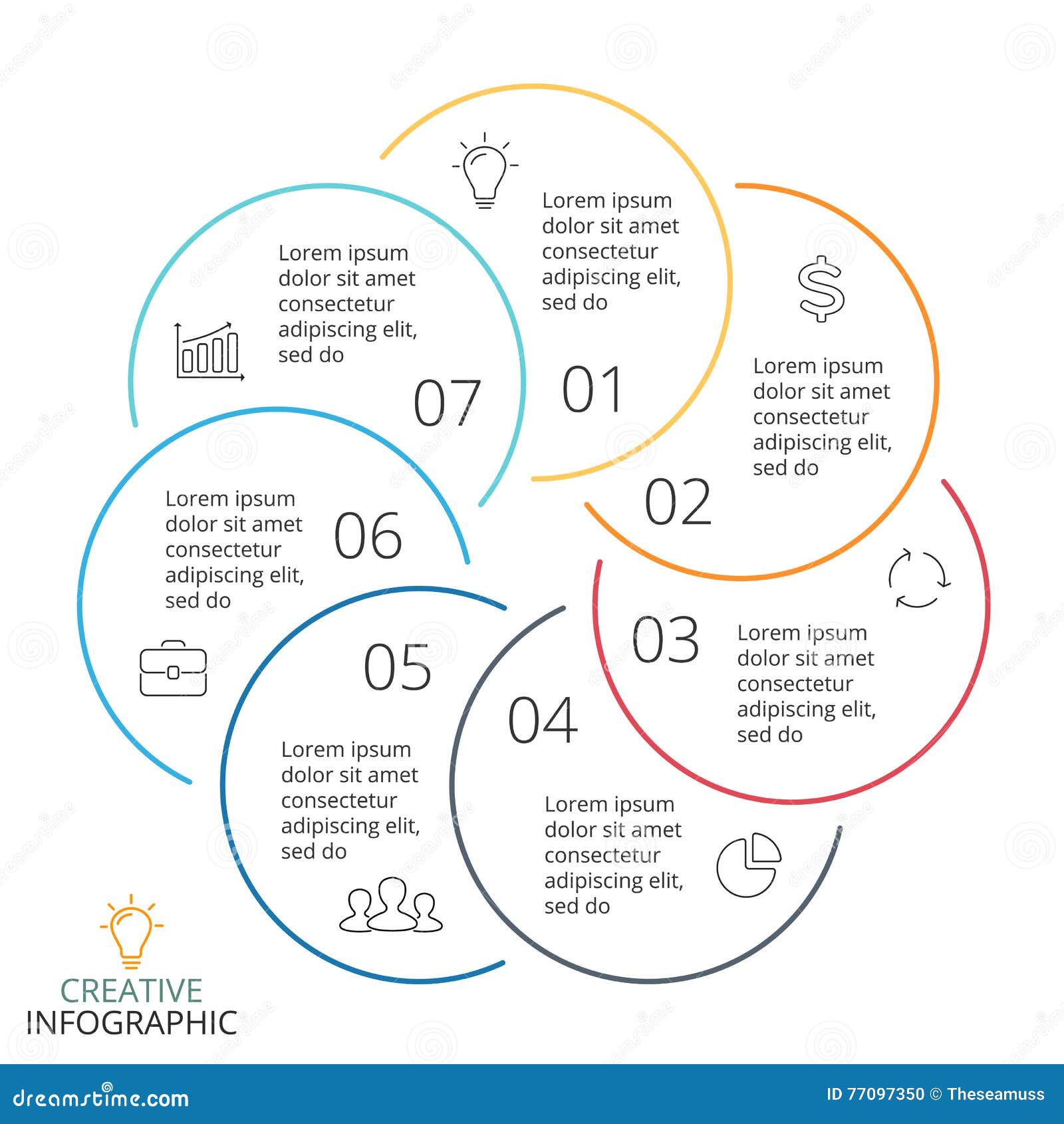 Vector Circle Arrows Linear Infographic, Cycle Diagram, Minimal Graph ...