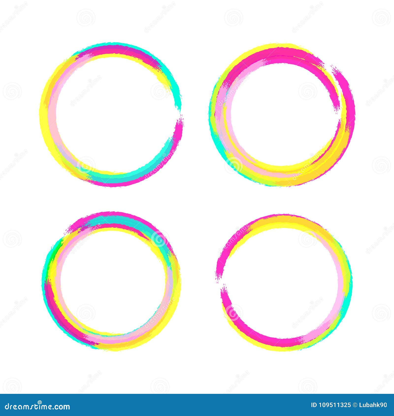 Vector Circle Brush Frame. Set of Color Circle Brush Stock Vector ...