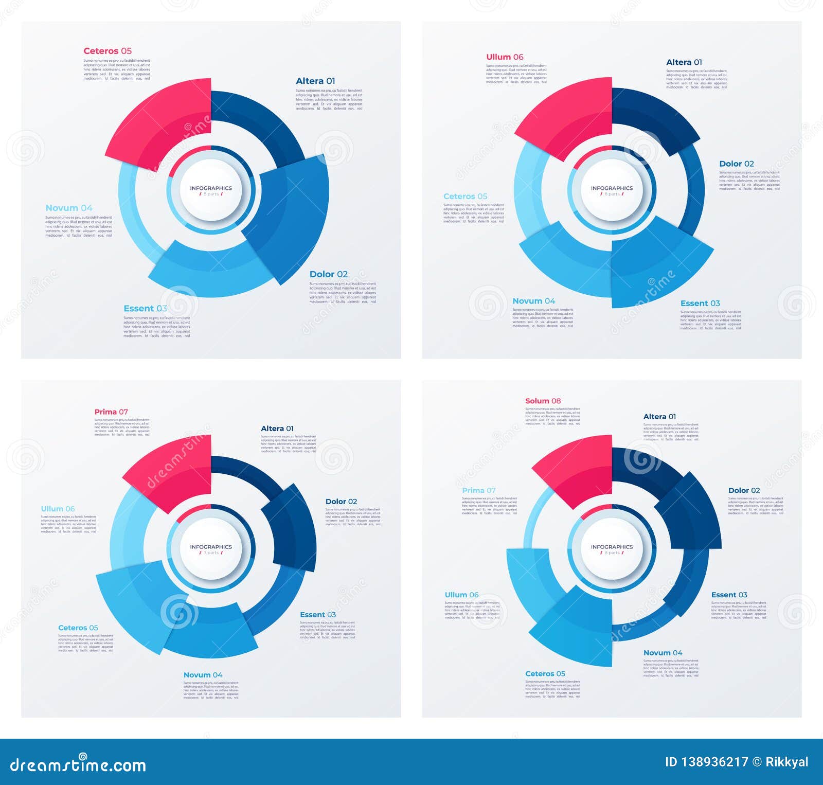 Vector Circle Chart Designs, Modern Templates for Creating Infographics ...