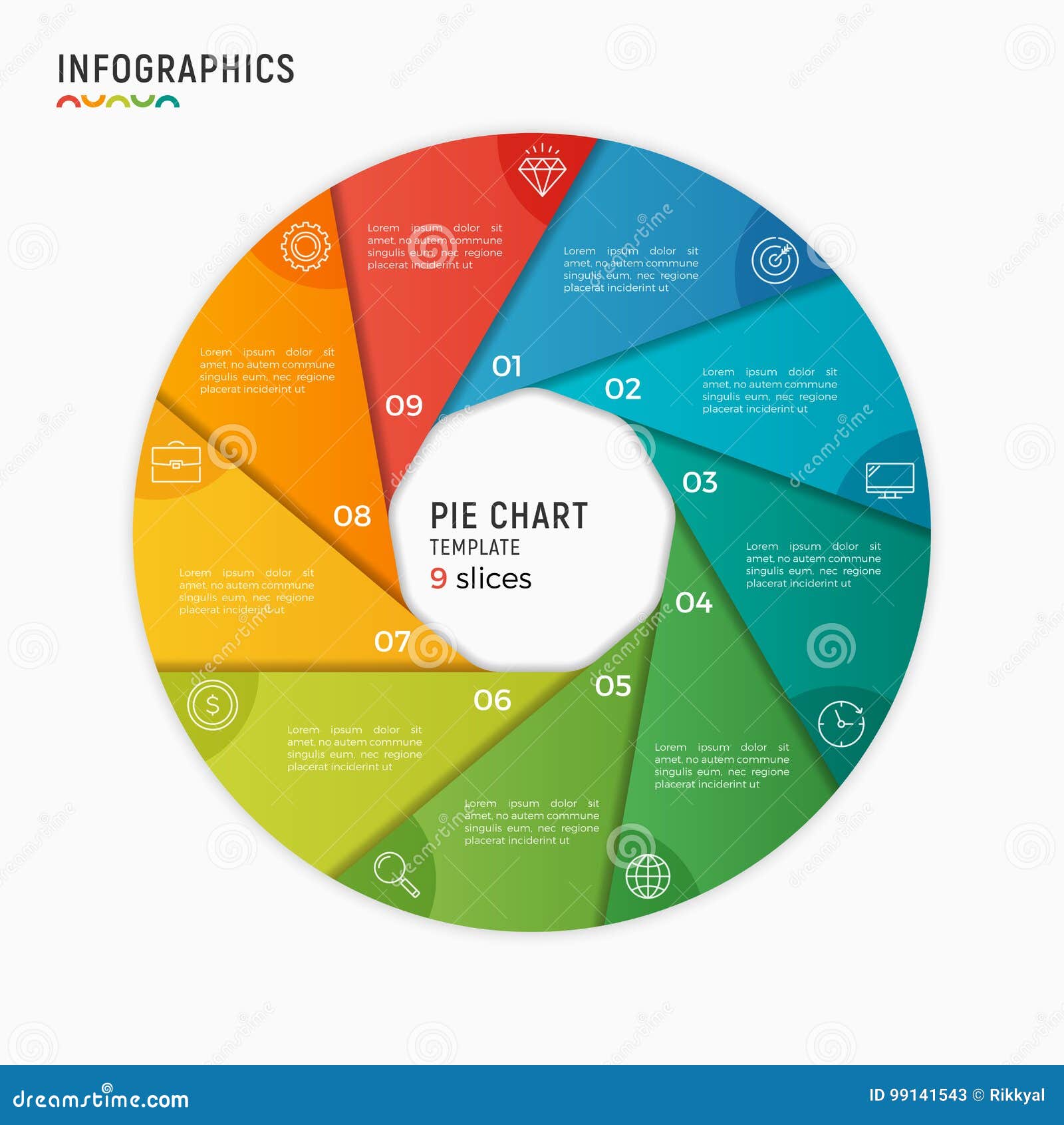 Vector Circle Chart Infographic Template. 9 Options, Steps, Parts Stock ...