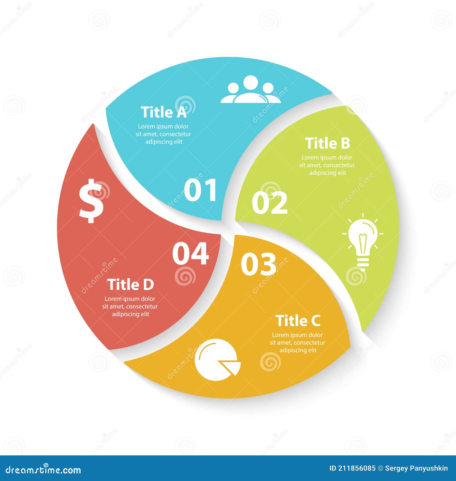 Round Cycle Template With Five Segments. Royalty-Free Stock Image ...