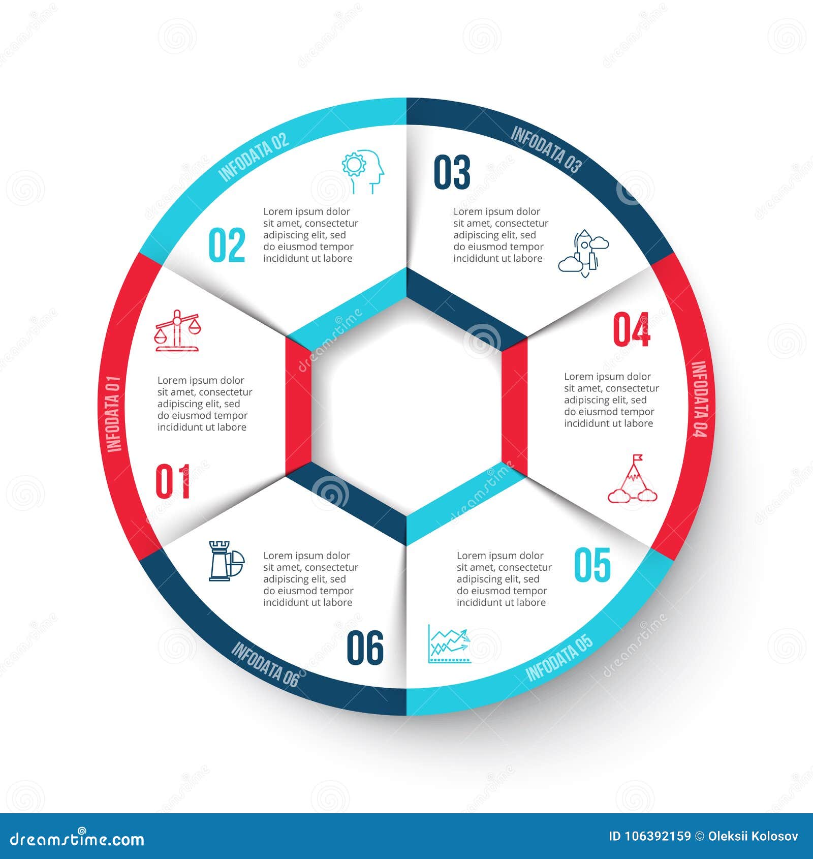 Vector Circle Infographic with 6 Options. Stock Vector - Illustration ...
