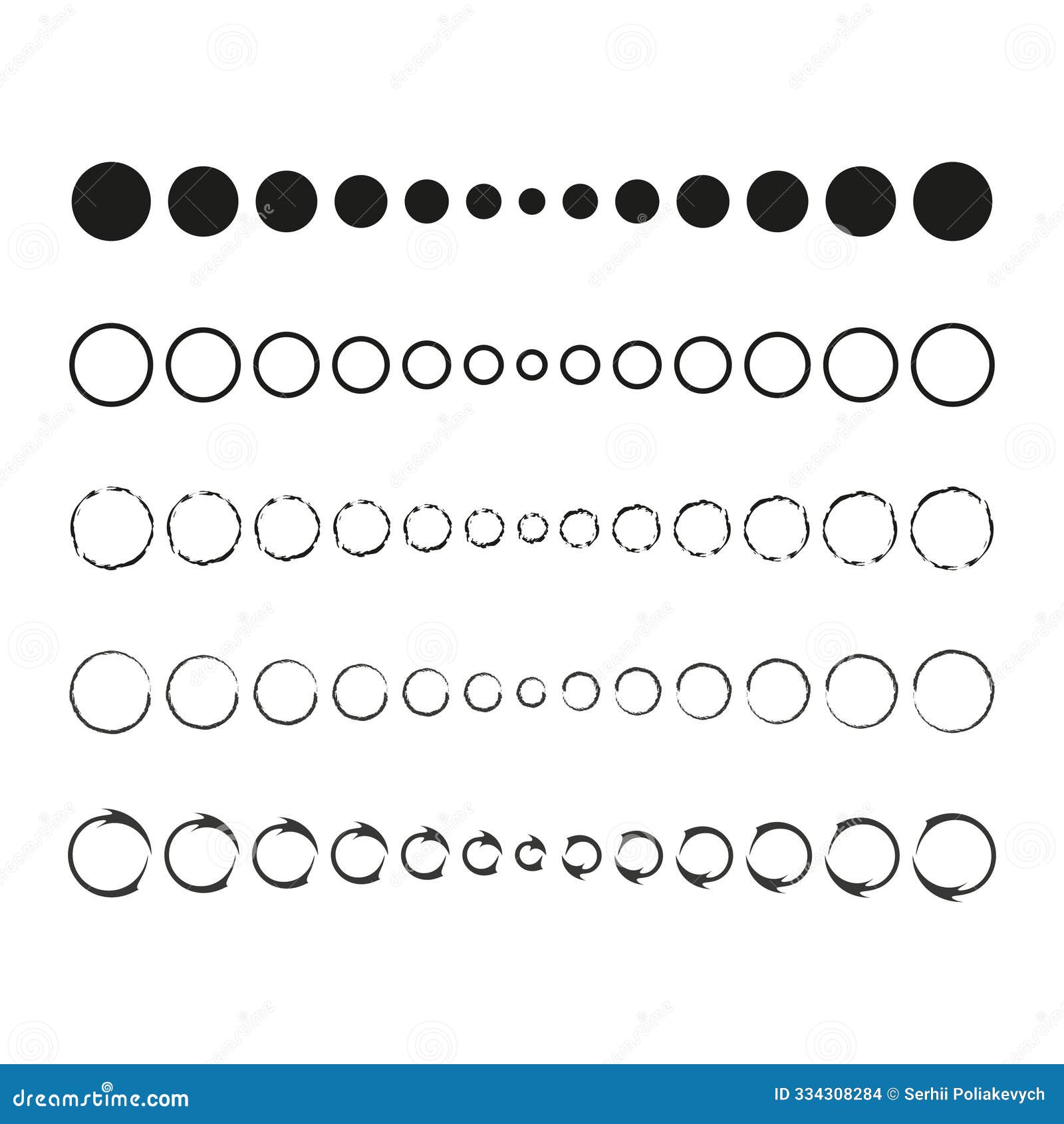 Vector Circle Elements. Varying Circle Sizes. Circular Shape ...