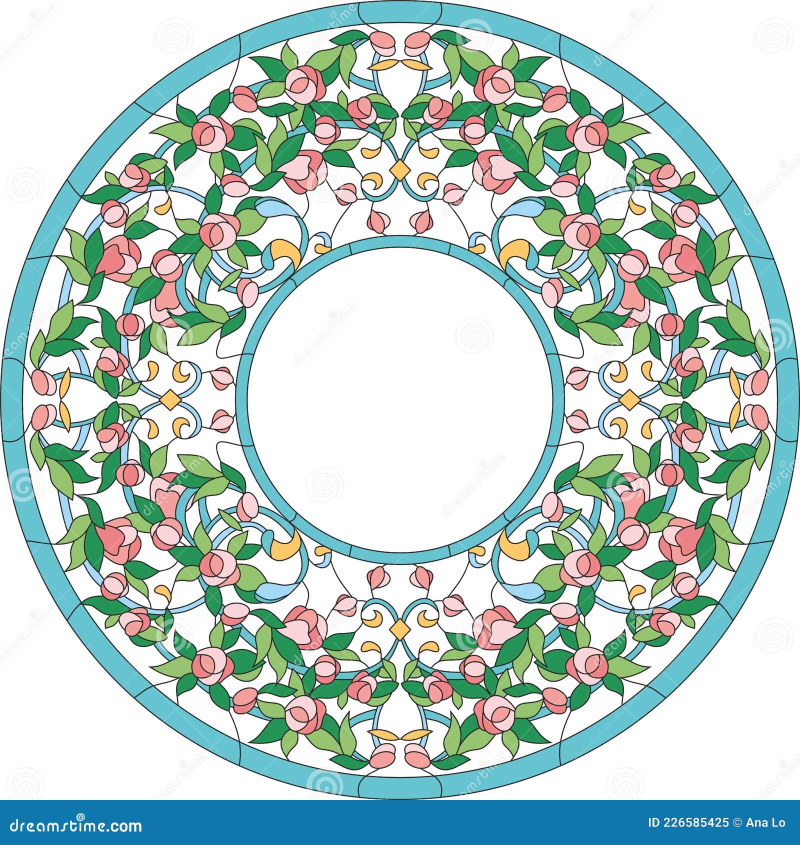 Vector Circle from a Floral Pattern with a Hole in the Middle. Stock ...