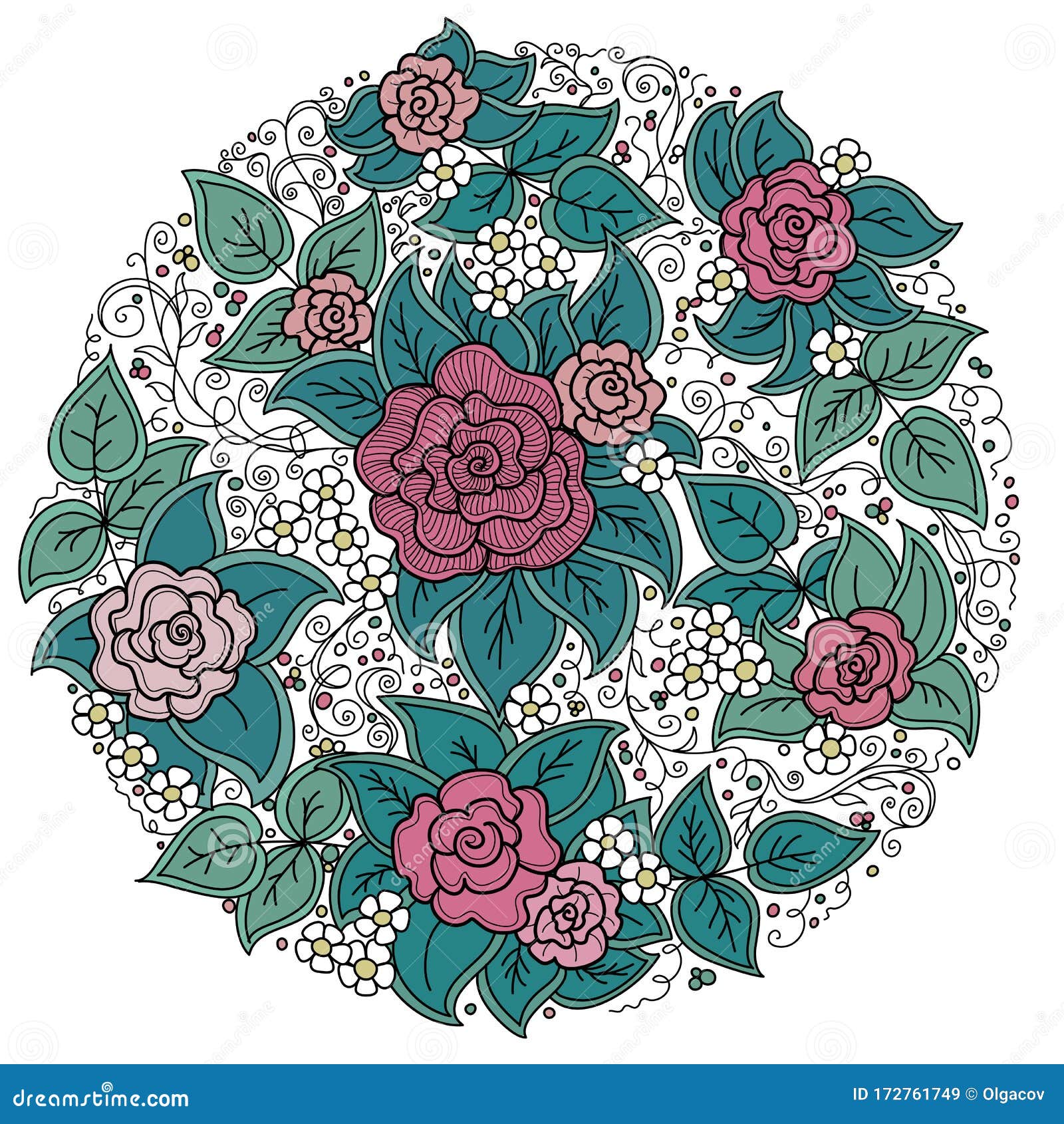 Vector Round Floral Pattern Stock Vector - Illustration of rosette ...