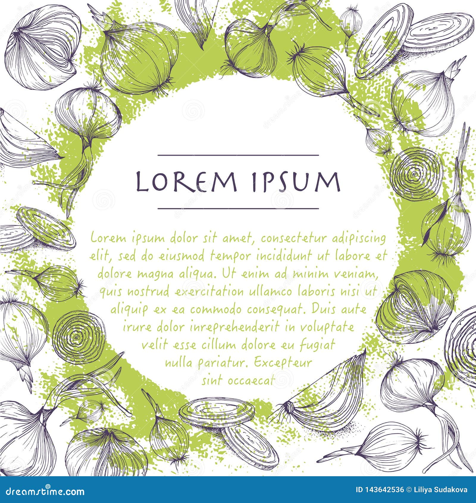 Vector Circle Frame with Clear Onions Vegetables for Social Media ...