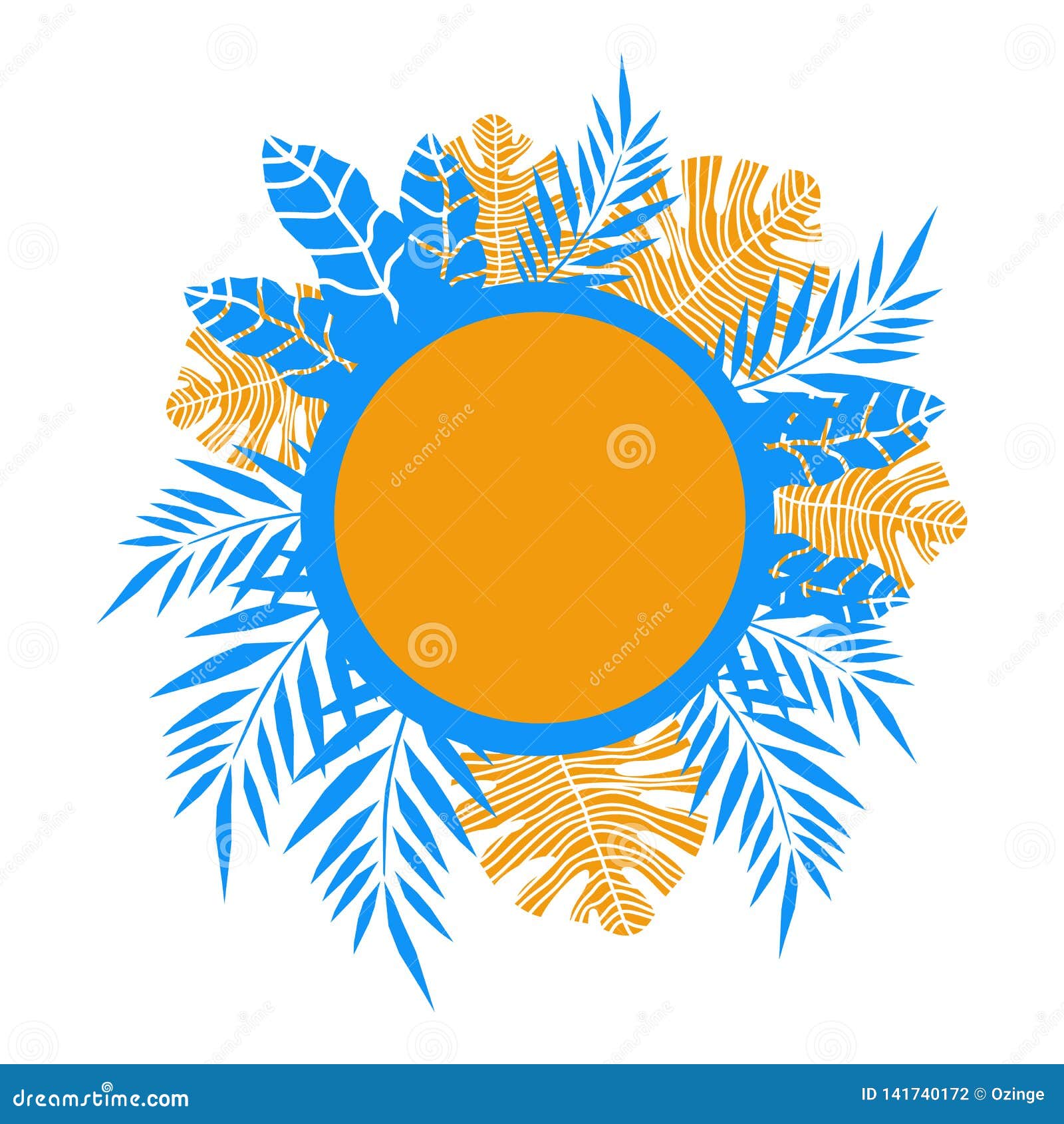 Vector Circle Frame with Jungle Leaves. Modern Jungle Background for ...