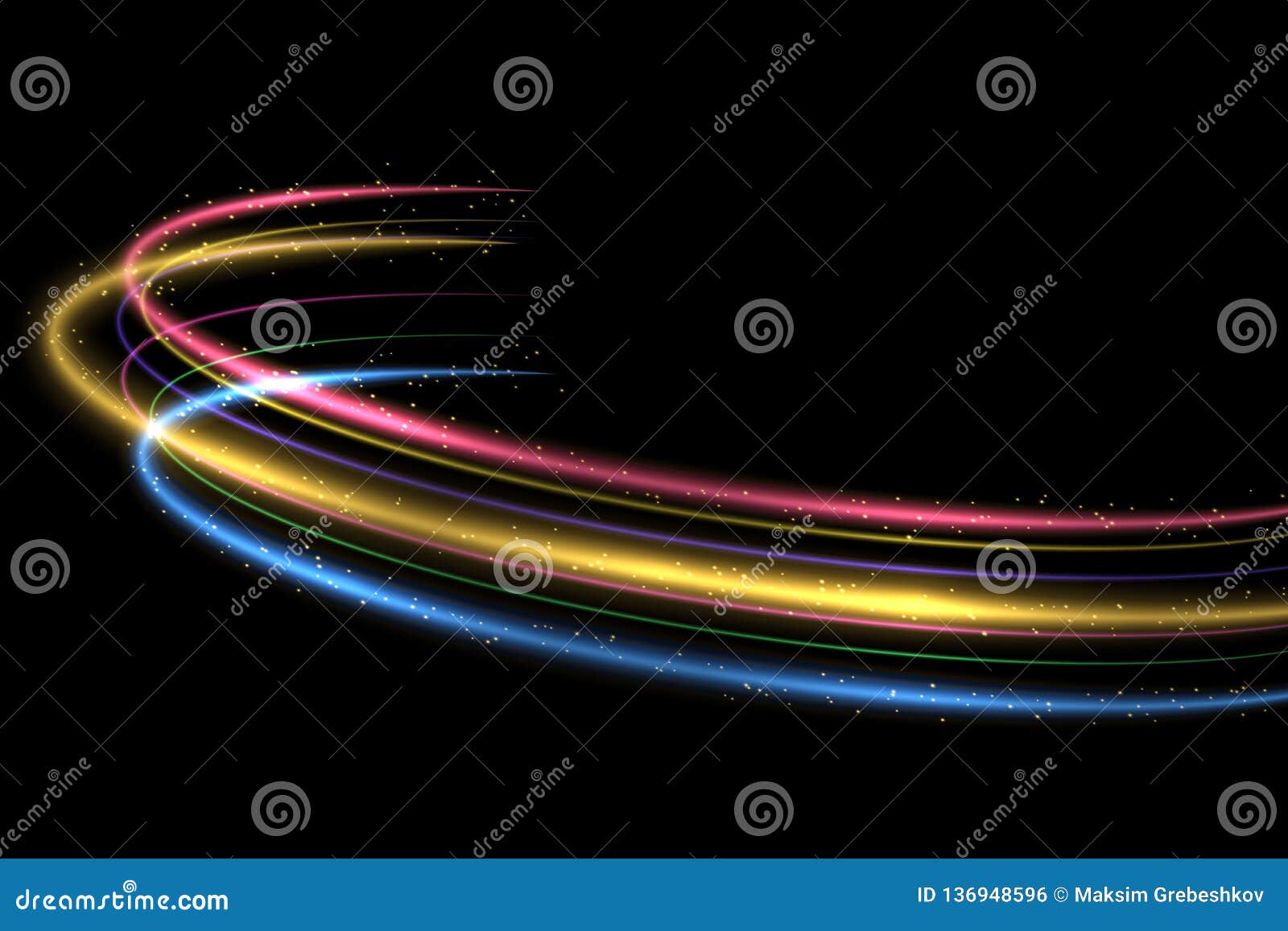 Vector Circle Golden Light Tracing Effect Stock Illustration ...