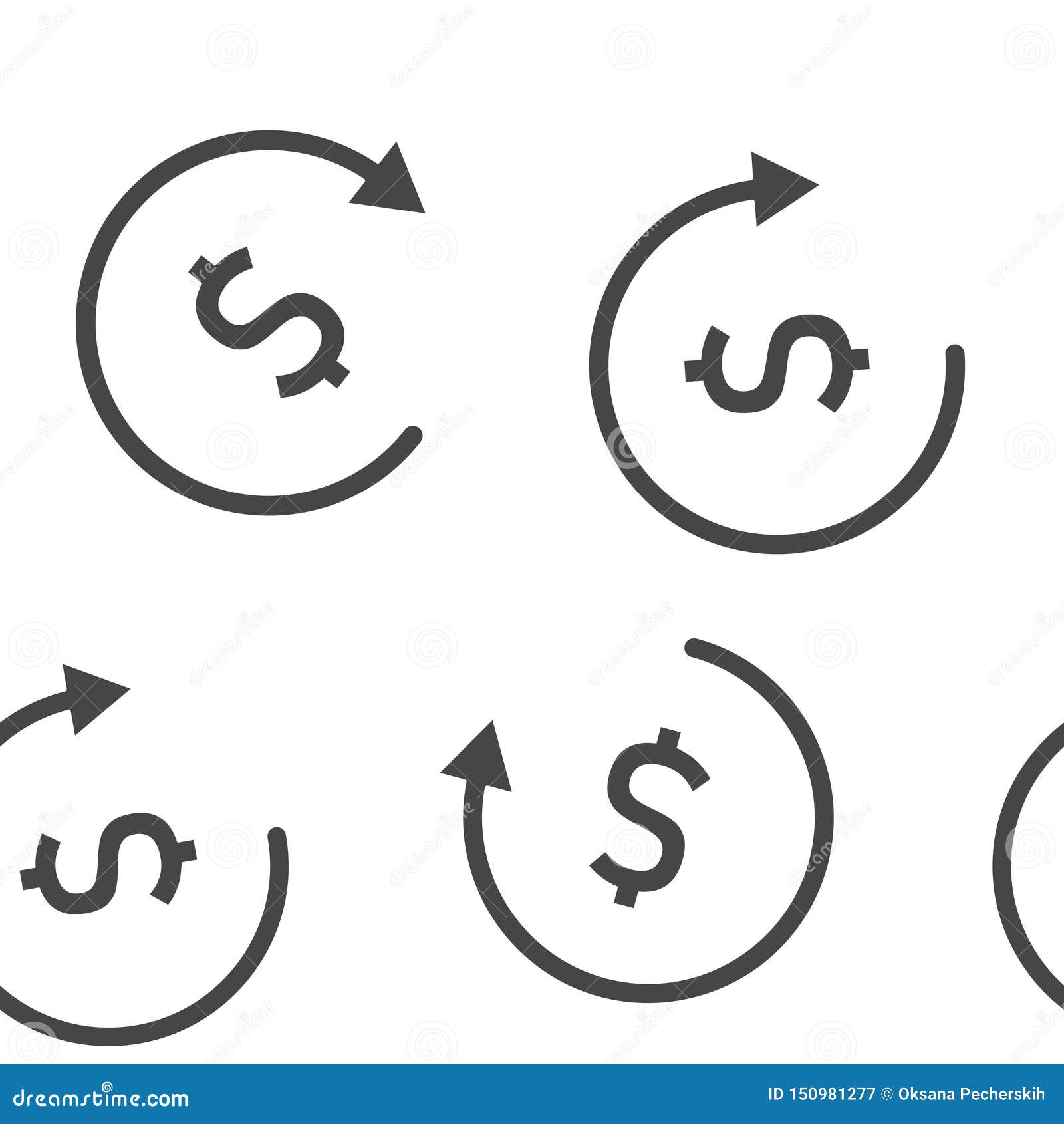 Vector Circle Icon with Arrow and Dollar Sign. Currency Exchange Symbol ...