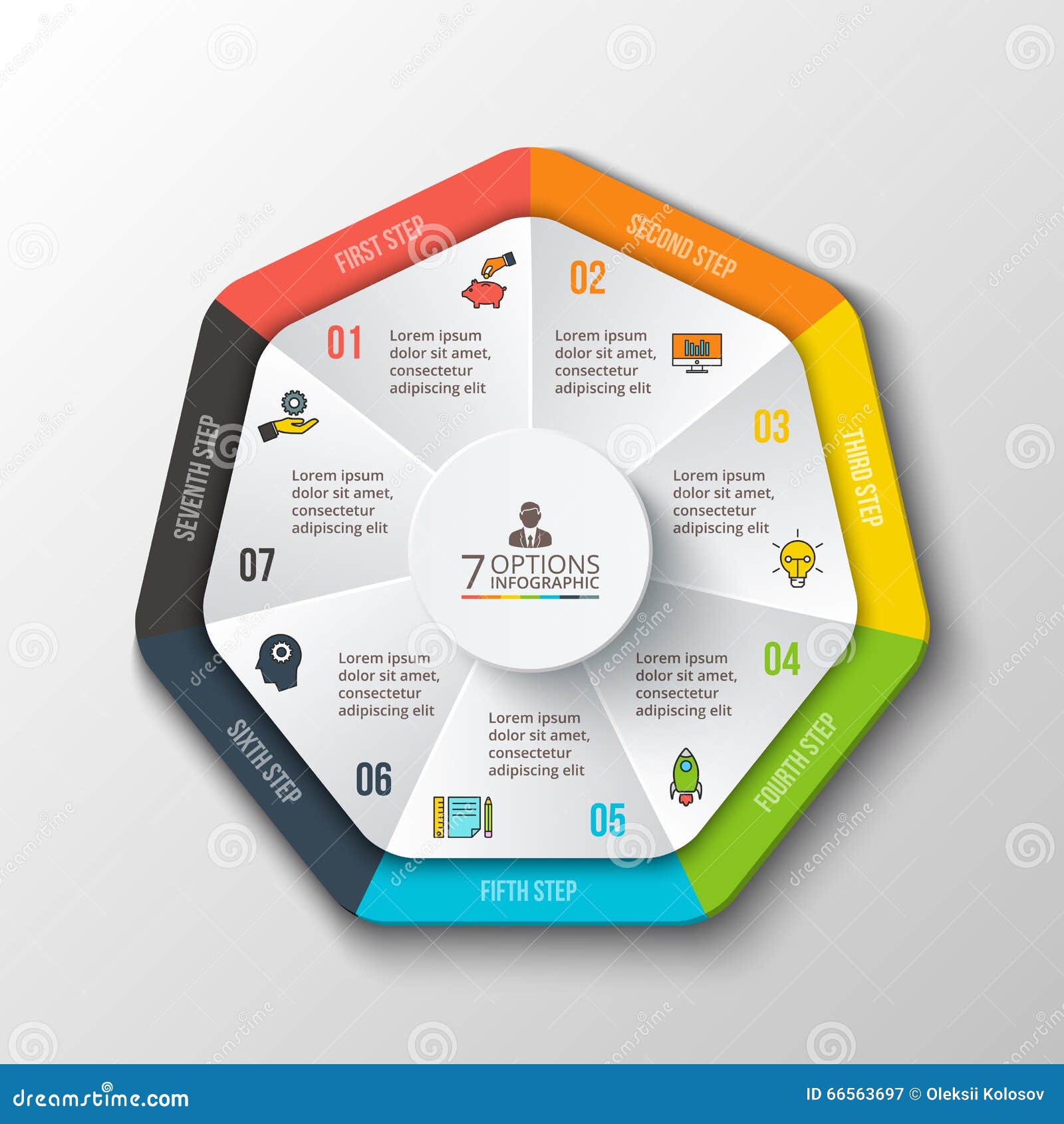 Vector Heptagon For Infographic. | CartoonDealer.com #111008390
