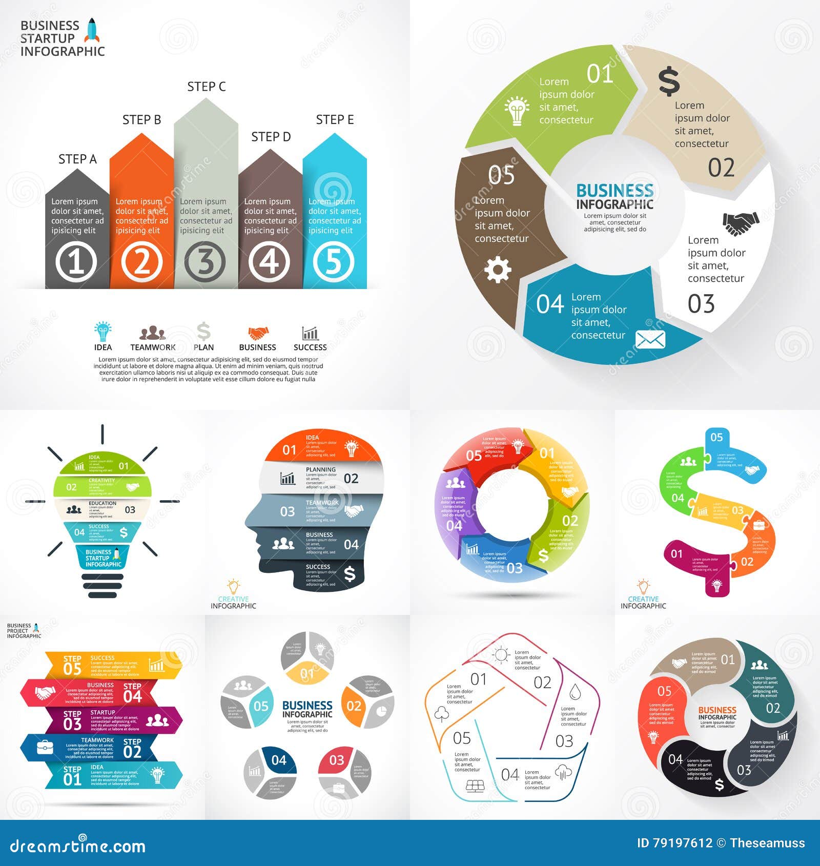 Vector Circle Infographic Set. Business Diagrams, Arrows Graphs, Linear ...